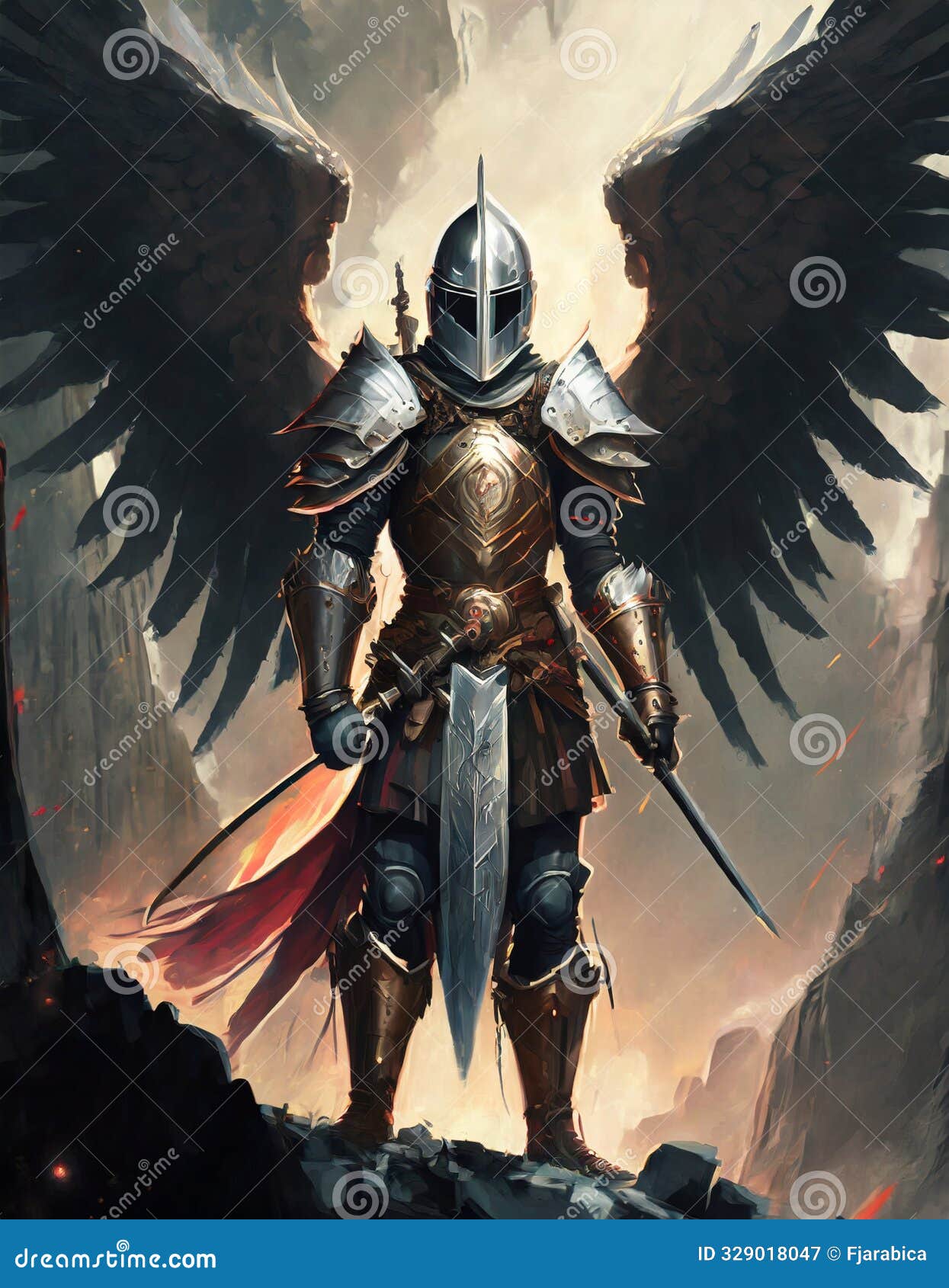 Knight with Armor and Wings Stock Illustration - Illustration of ...
