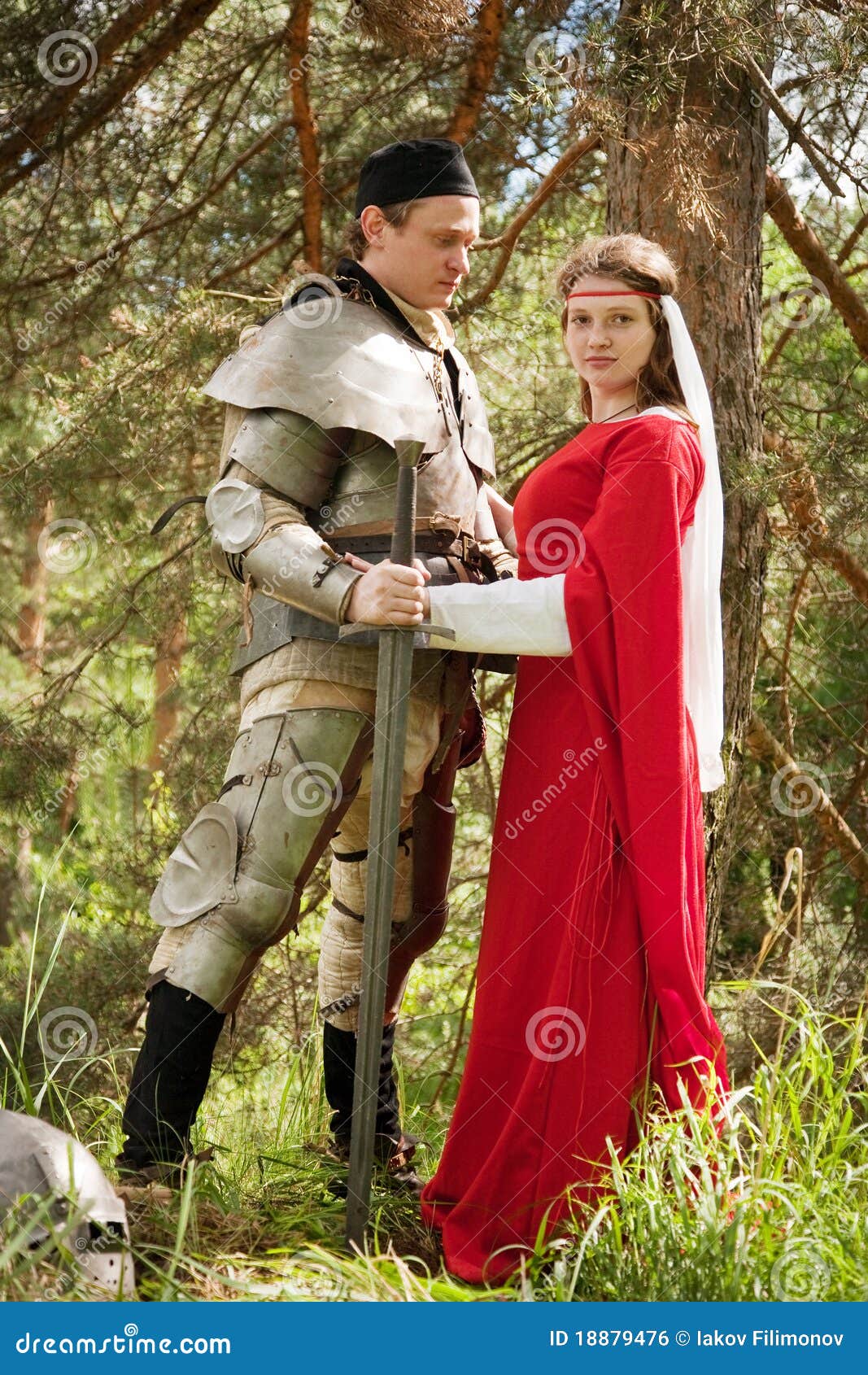 Knight in armour and woman stock photo. Image of human - 18879476