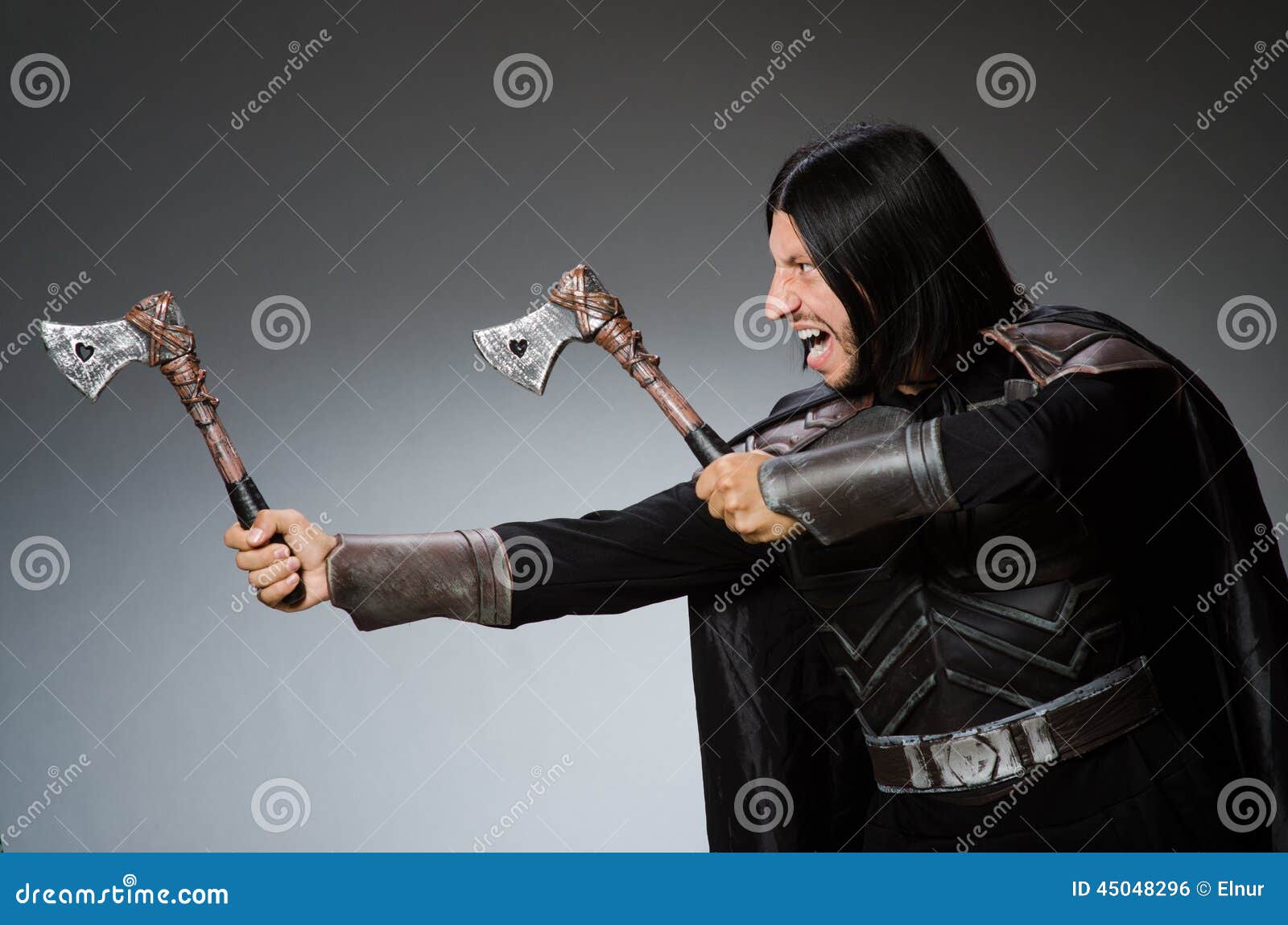 Knight with axe against stock photo. Image of frustrated - 45048296