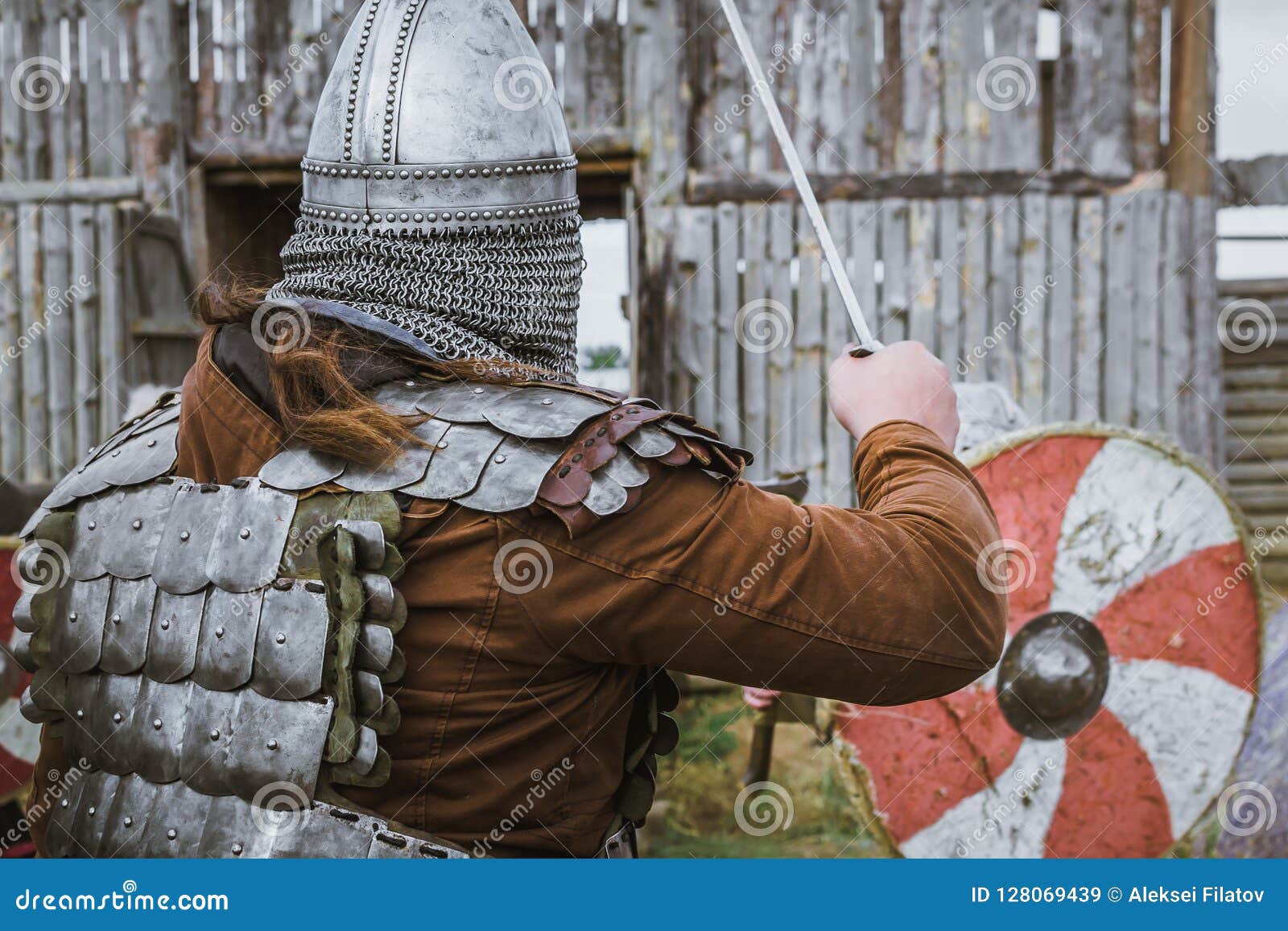 Knight back view stock image. Image of hair, defeated - 128069439