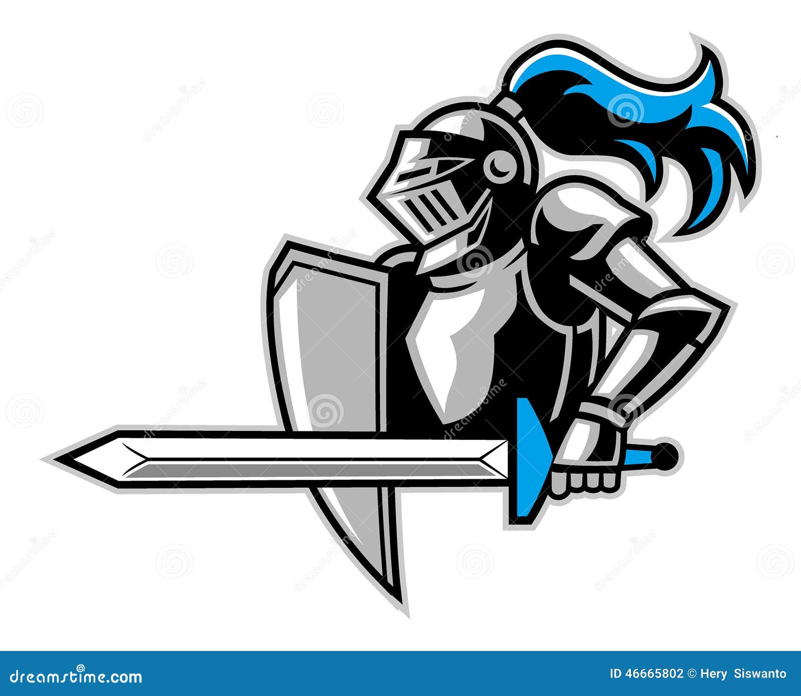 Knight with a big sword stock vector. Illustration of swordsman - 46665802