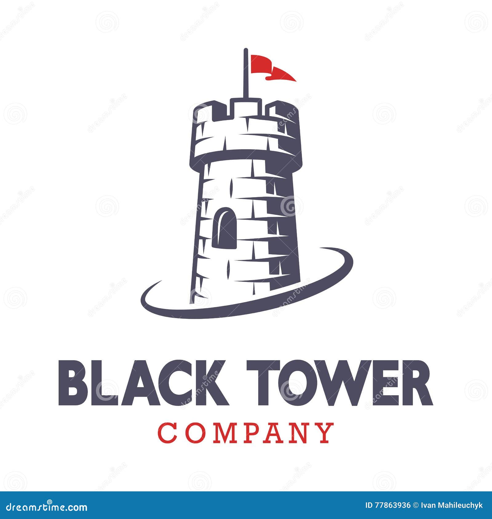 Knight black tower logo stock vector. Illustration of design - 77863936