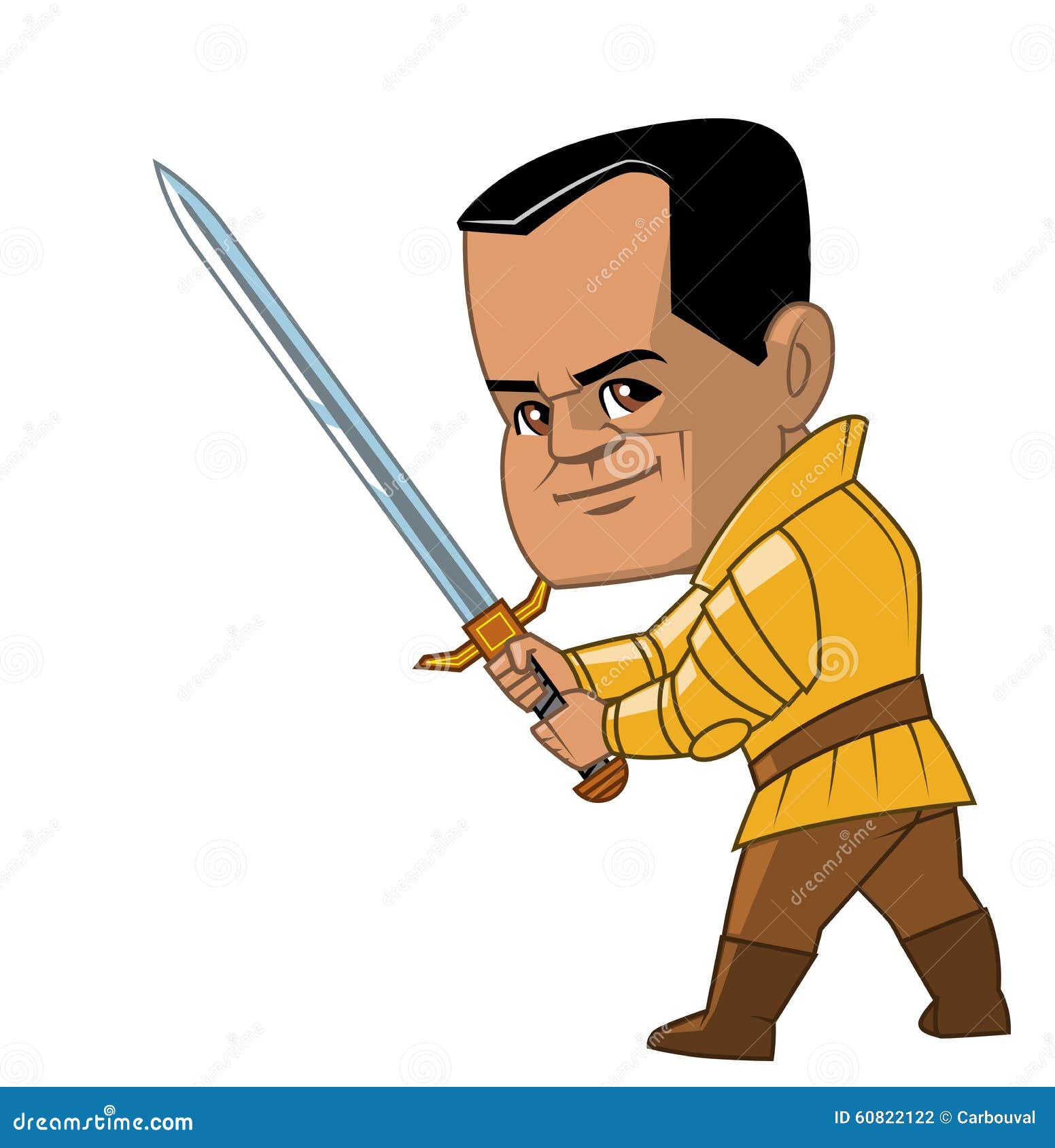 Knight brandishing a sword stock vector. Illustration of handsome ...