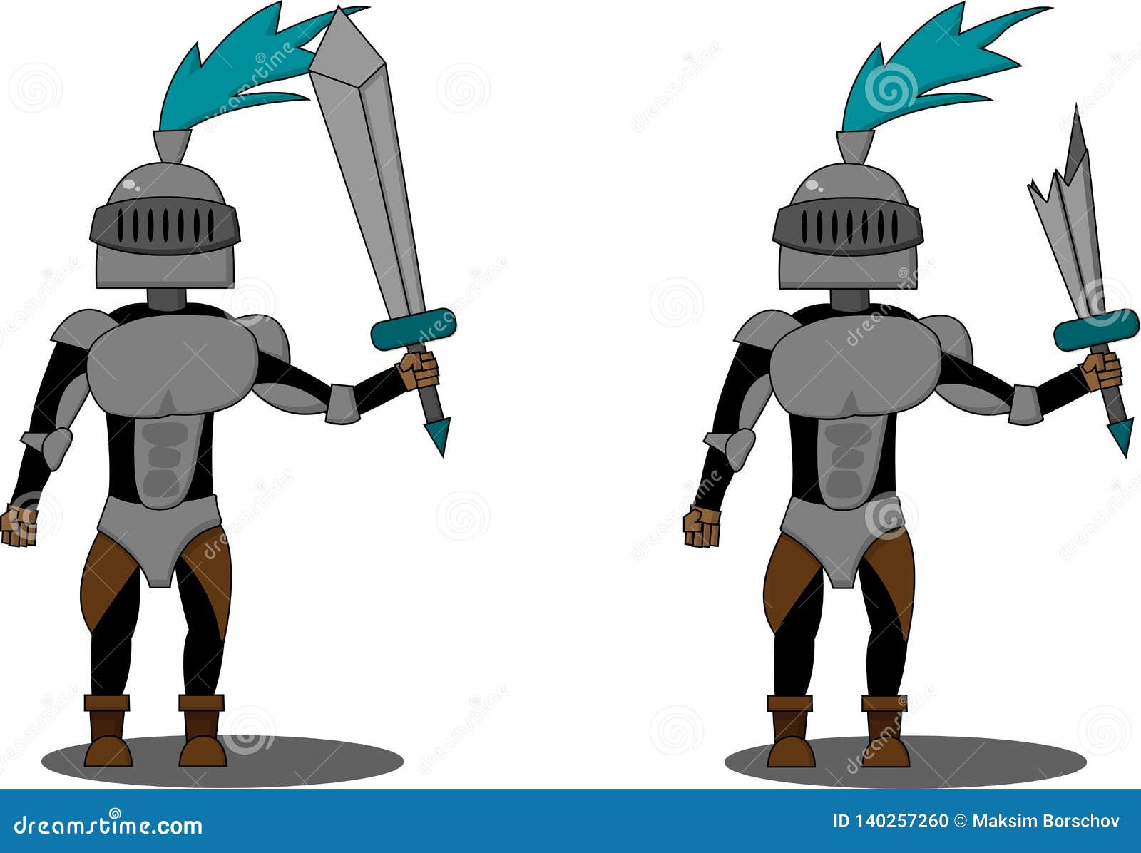 Knight with Broken Sword and with Normal Stock Vector - Illustration of ...