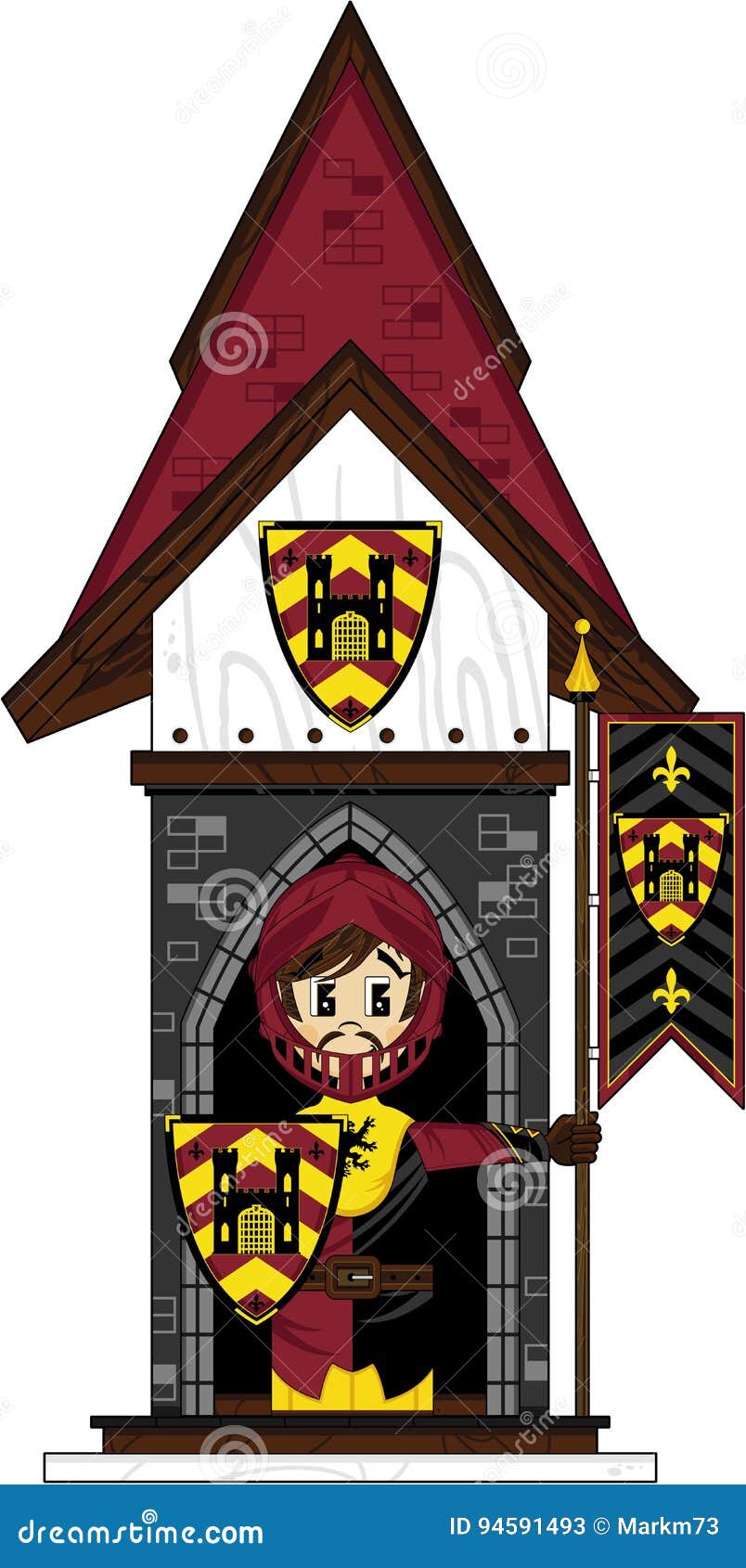 Knight at Castle Guardpost stock vector. Illustration of helmet - 94591493