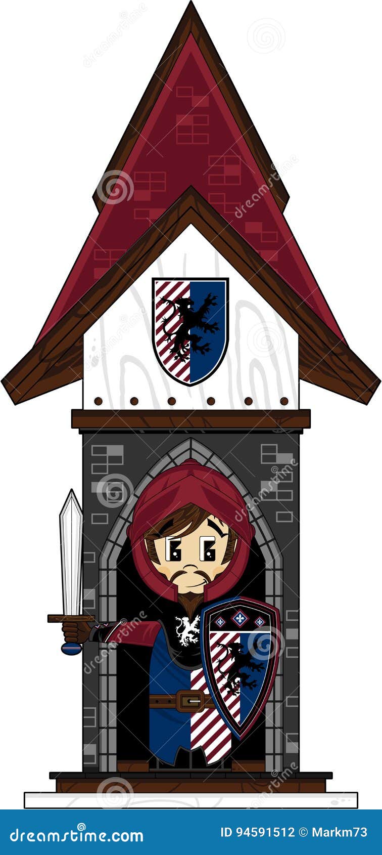 Knight at Castle Guardpost stock vector. Illustration of tower - 94591512