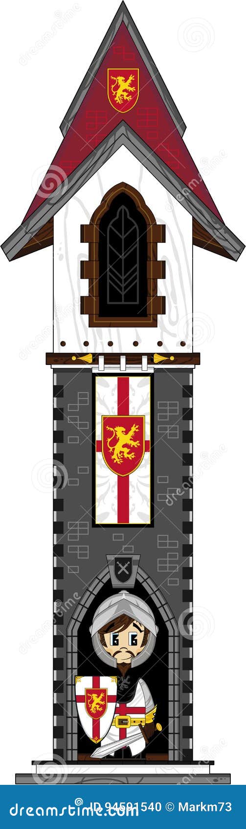 Knight at Castle Guardpost stock vector. Illustration of military ...