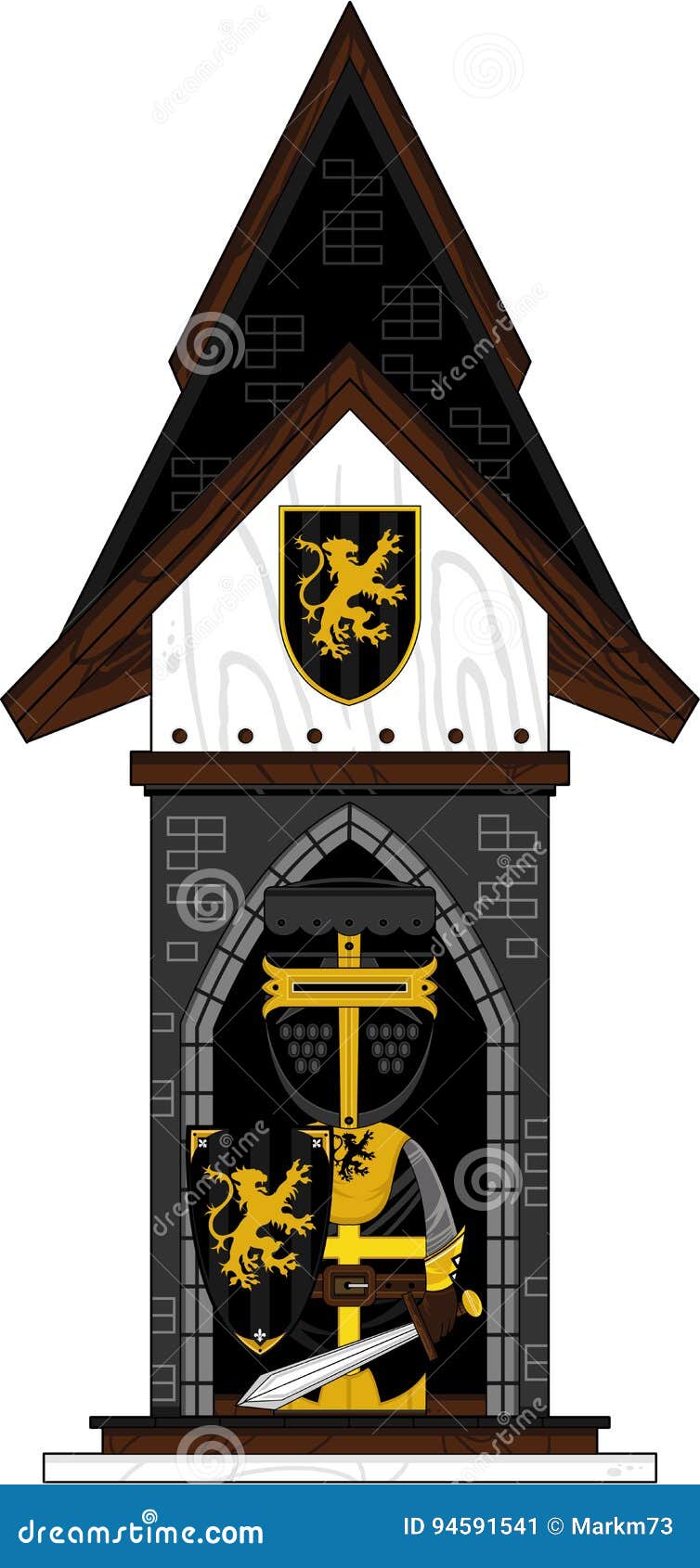 Knight at Castle Guardpost stock vector. Illustration of weapons - 94591541