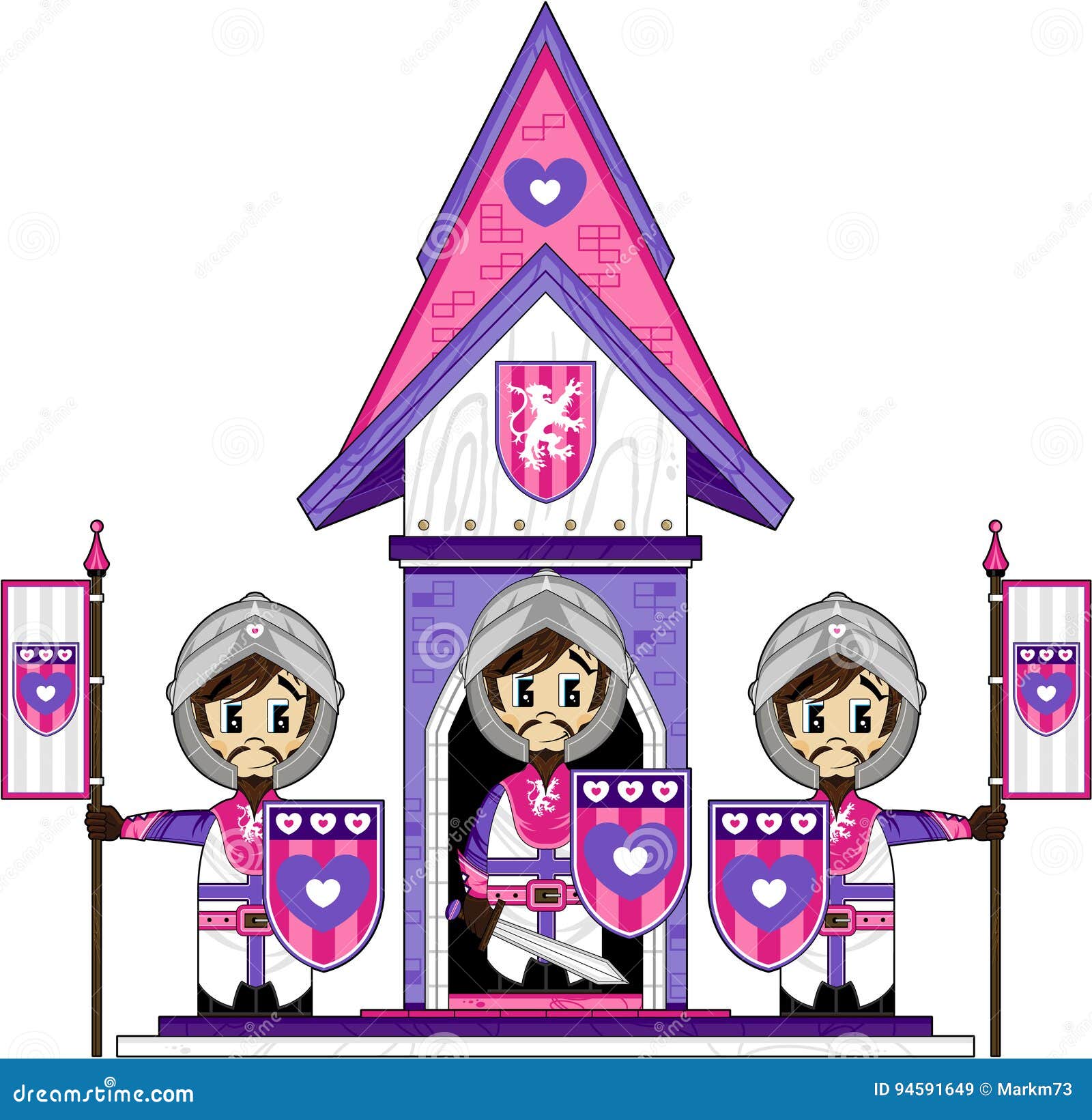 Knight at Castle Guardpost stock vector. Illustration of lion - 94591649