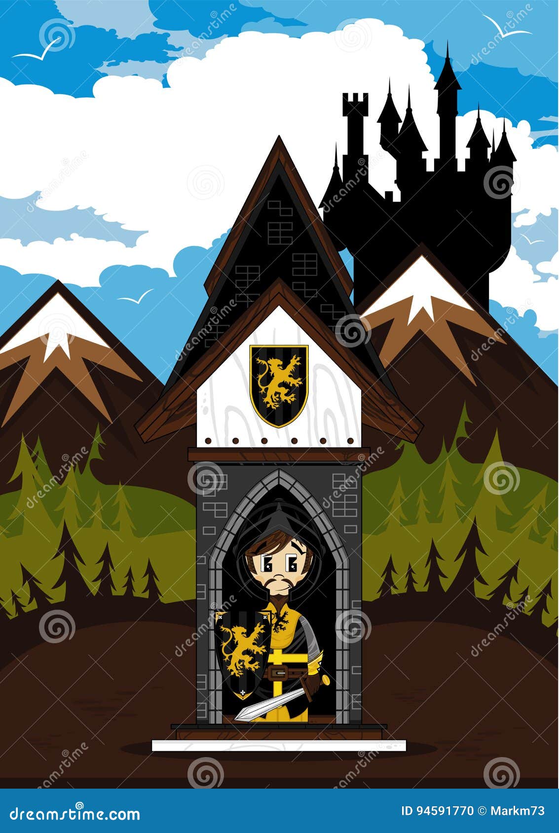 Knight at Castle Guardpost stock vector. Illustration of uniform - 94591770