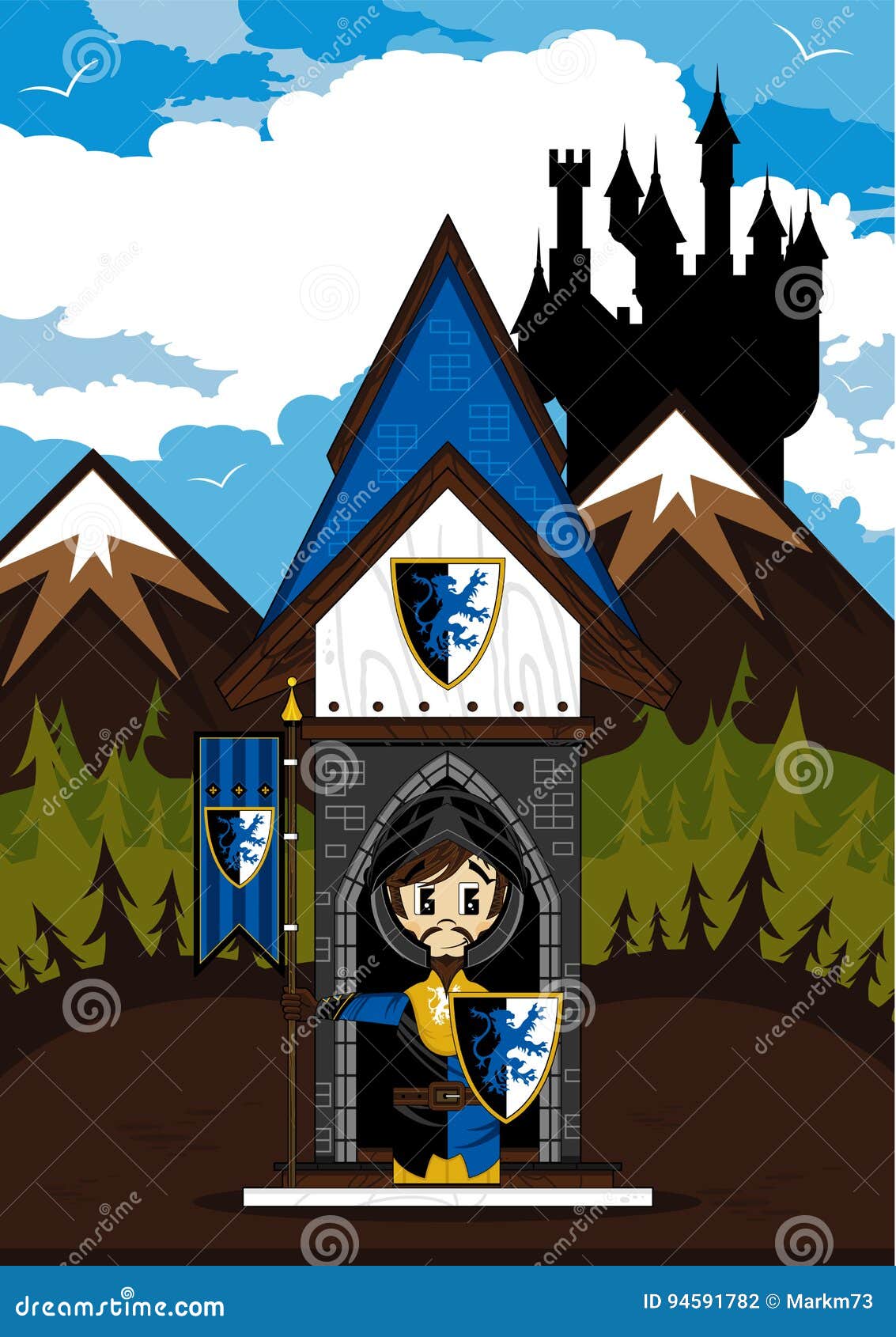 Knight at Castle Guardpost stock vector. Illustration of knights - 94591782