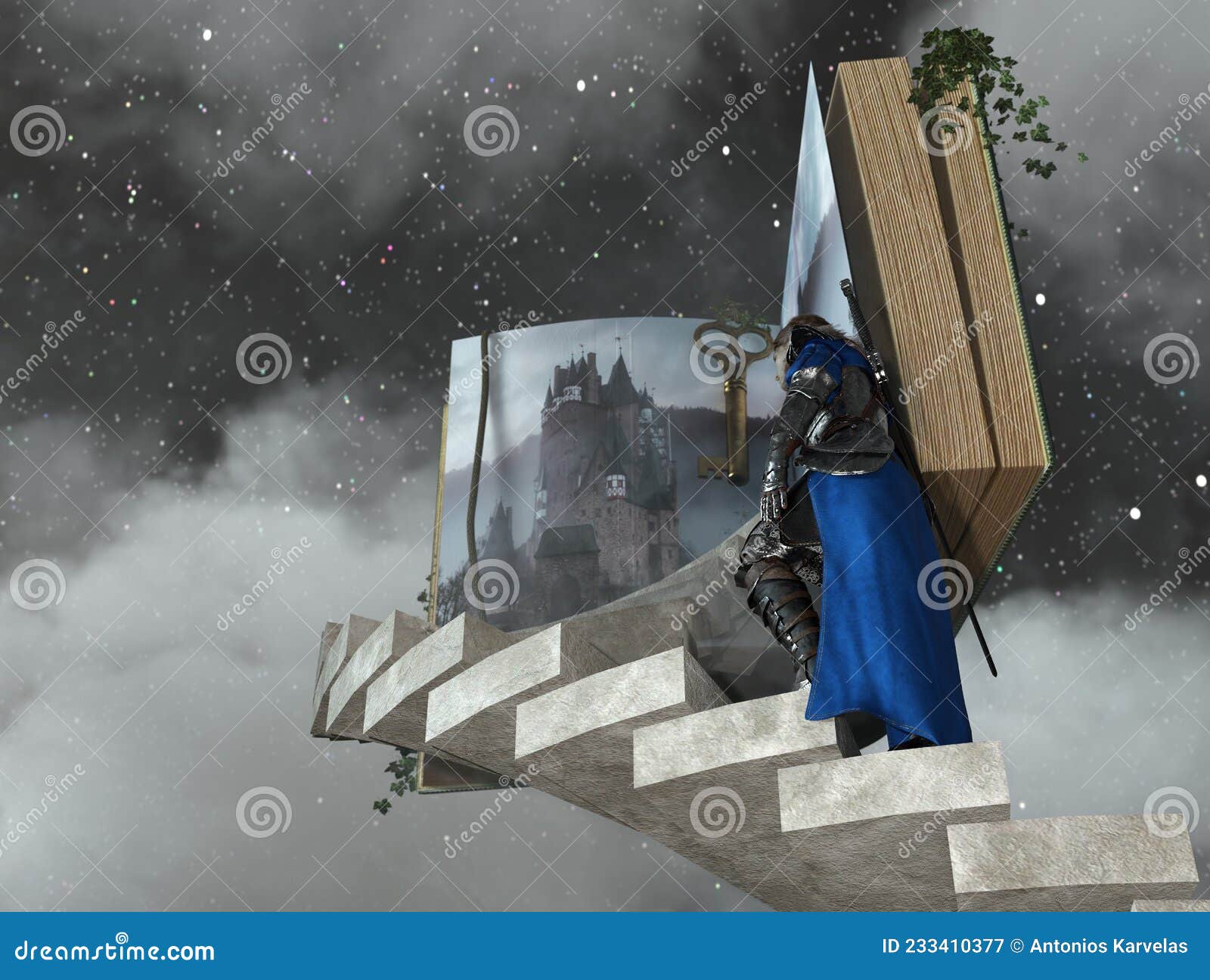 Storybook With Knight And Castle Cartoon Vector | CartoonDealer.com ...