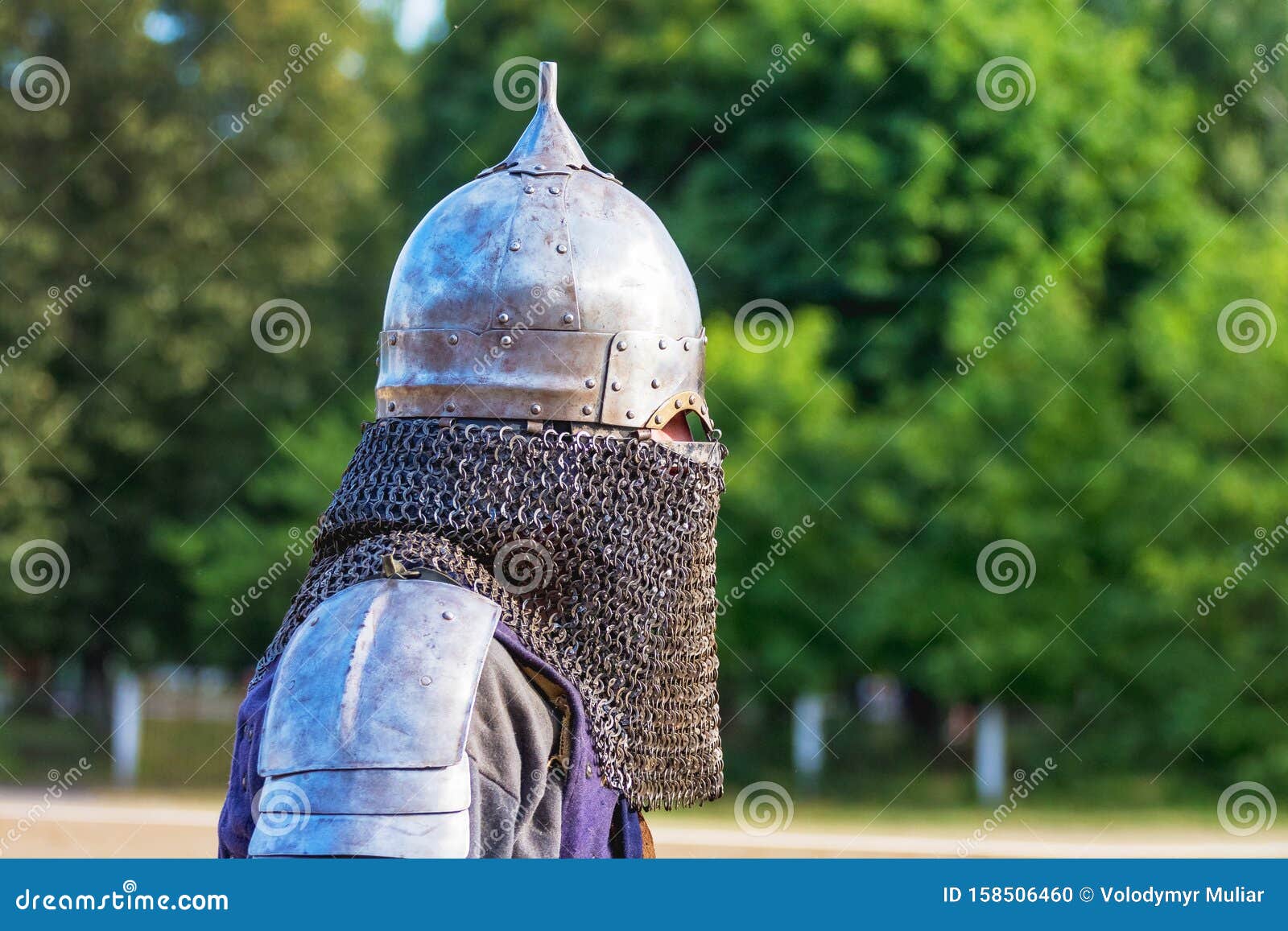 Knight in Combat Armor Close Up in Profile_ Stock Photo - Image of ...