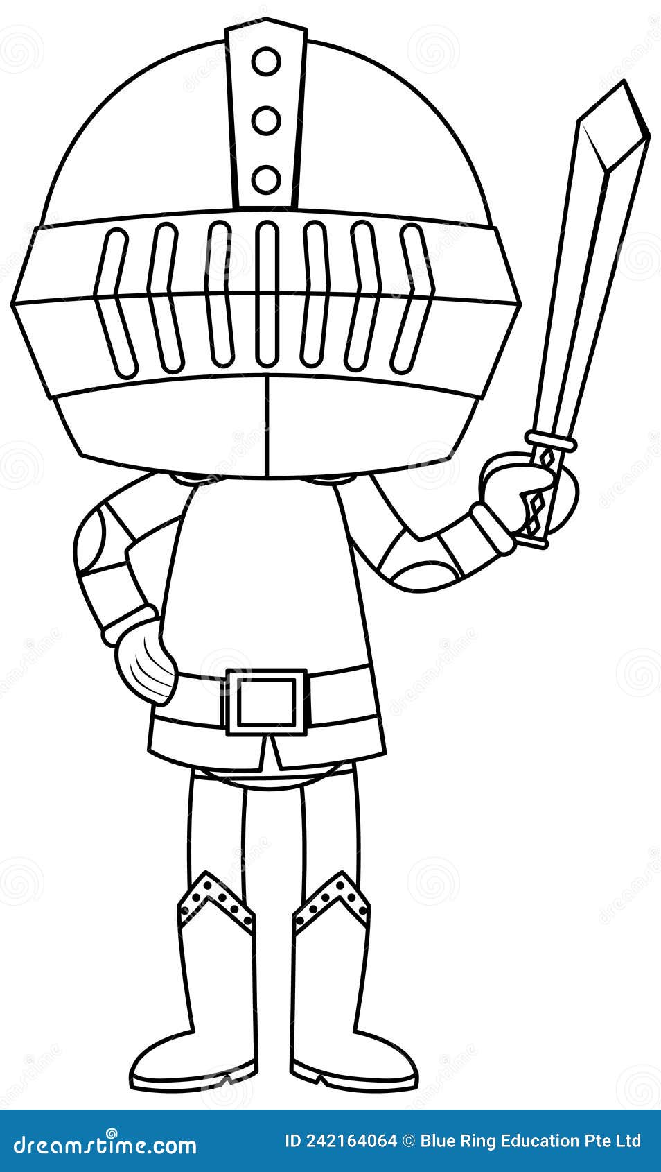 Knight Doodle Outline for Colouring Stock Vector - Illustration of ...