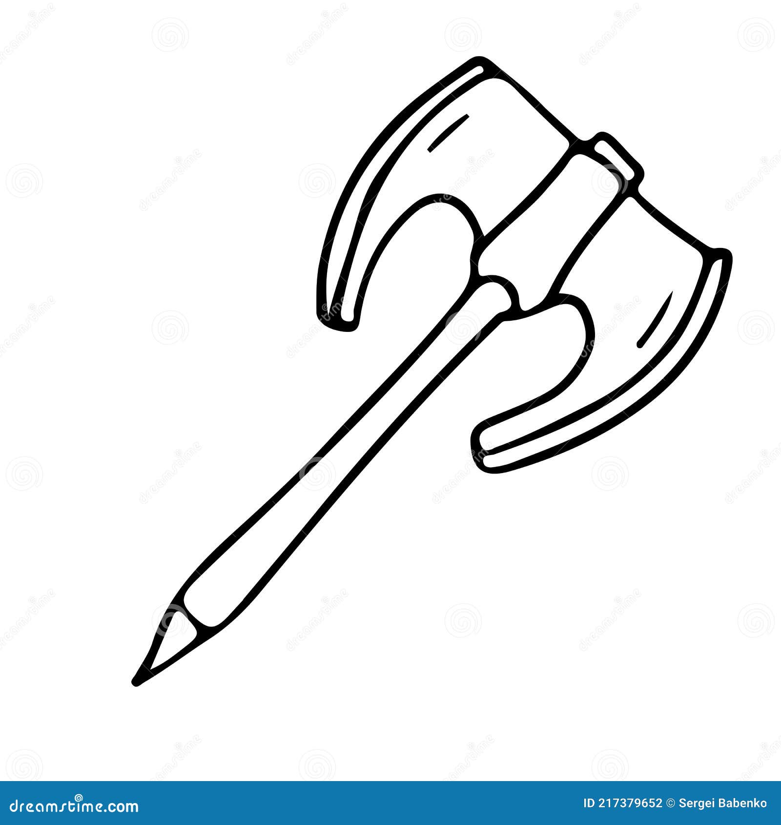 Knight Double Axe in Doodle Style Isolated Stock Vector - Illustration ...