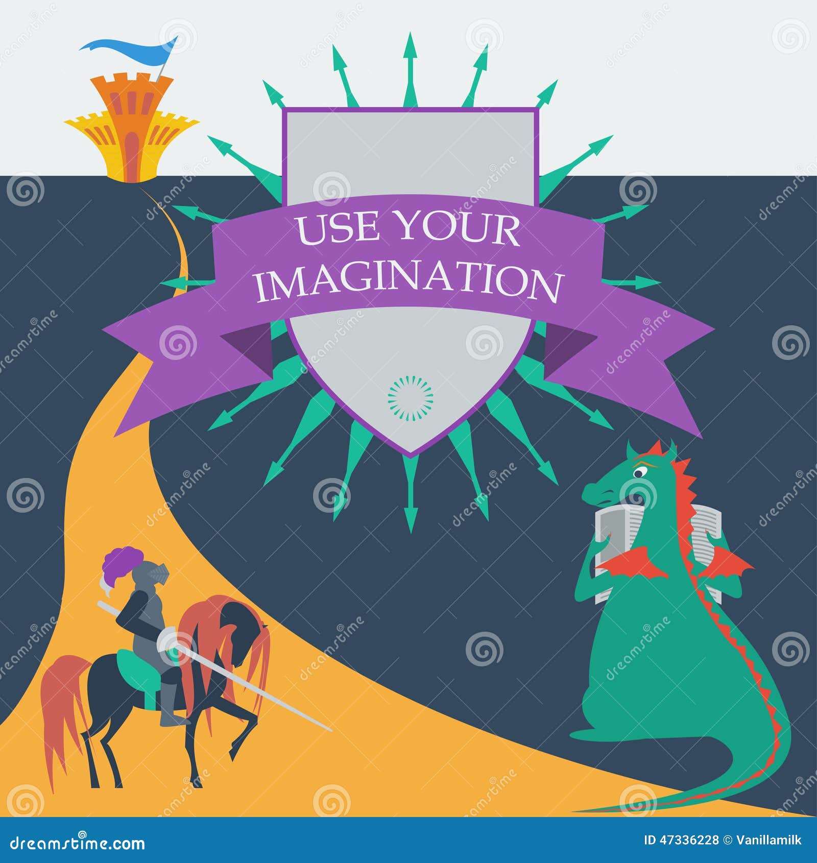 Knight and Dragon in Trendy Flat Style Stock Vector - Illustration of ...