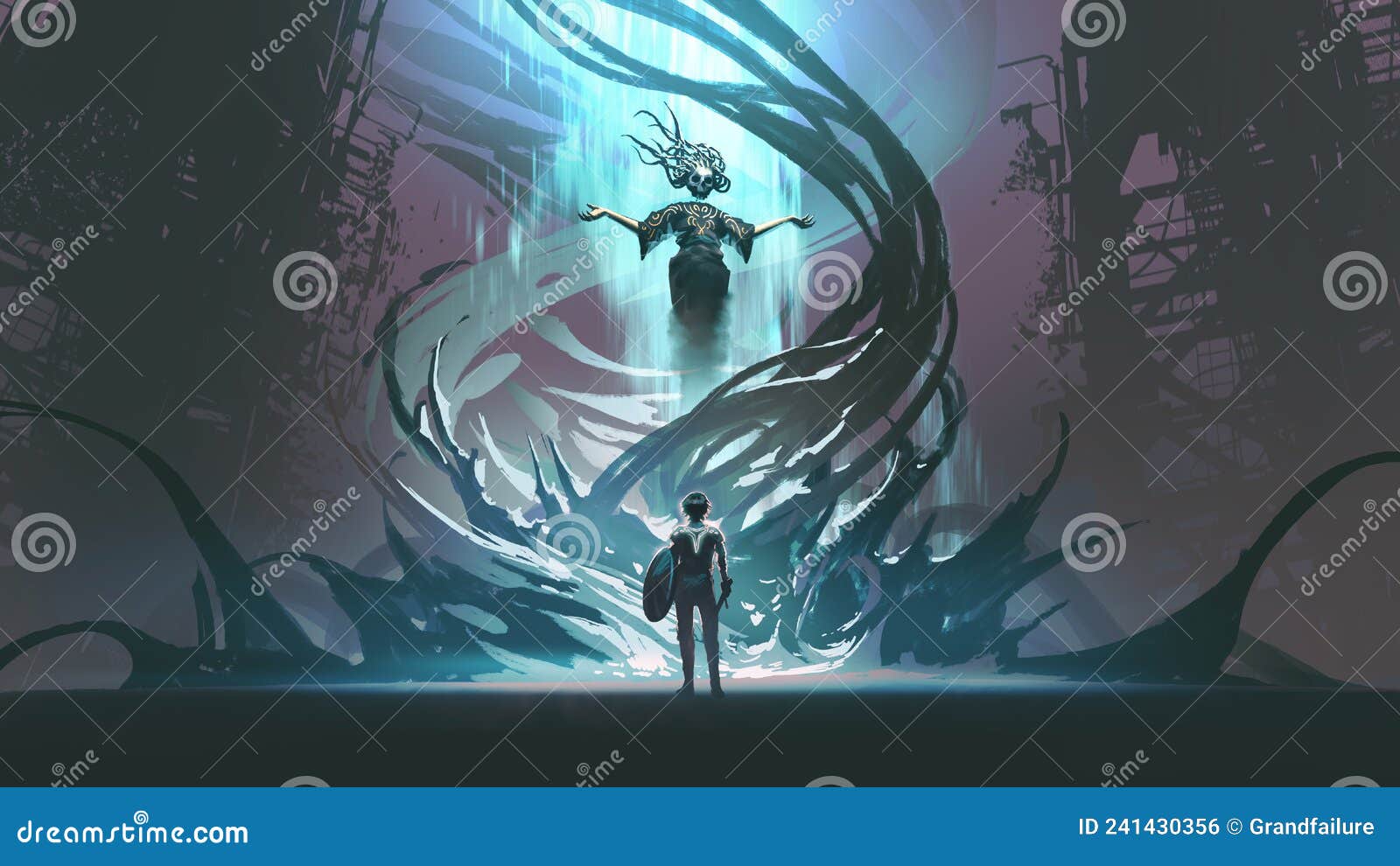 Facing the last boss stock illustration. Illustration of evil - 241430356