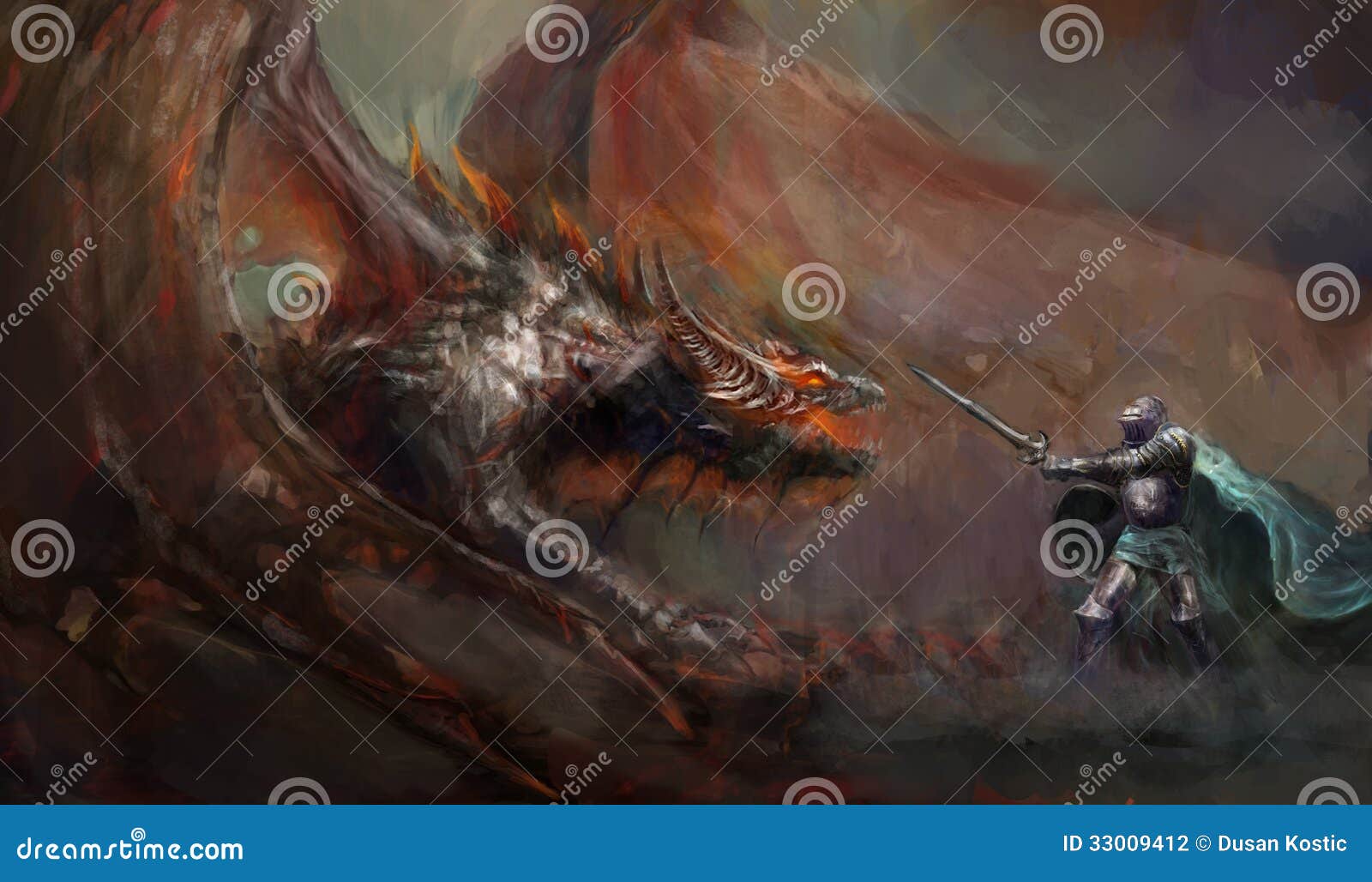 The Knight, The Dragon And The Castle Royalty-Free Stock Photo ...
