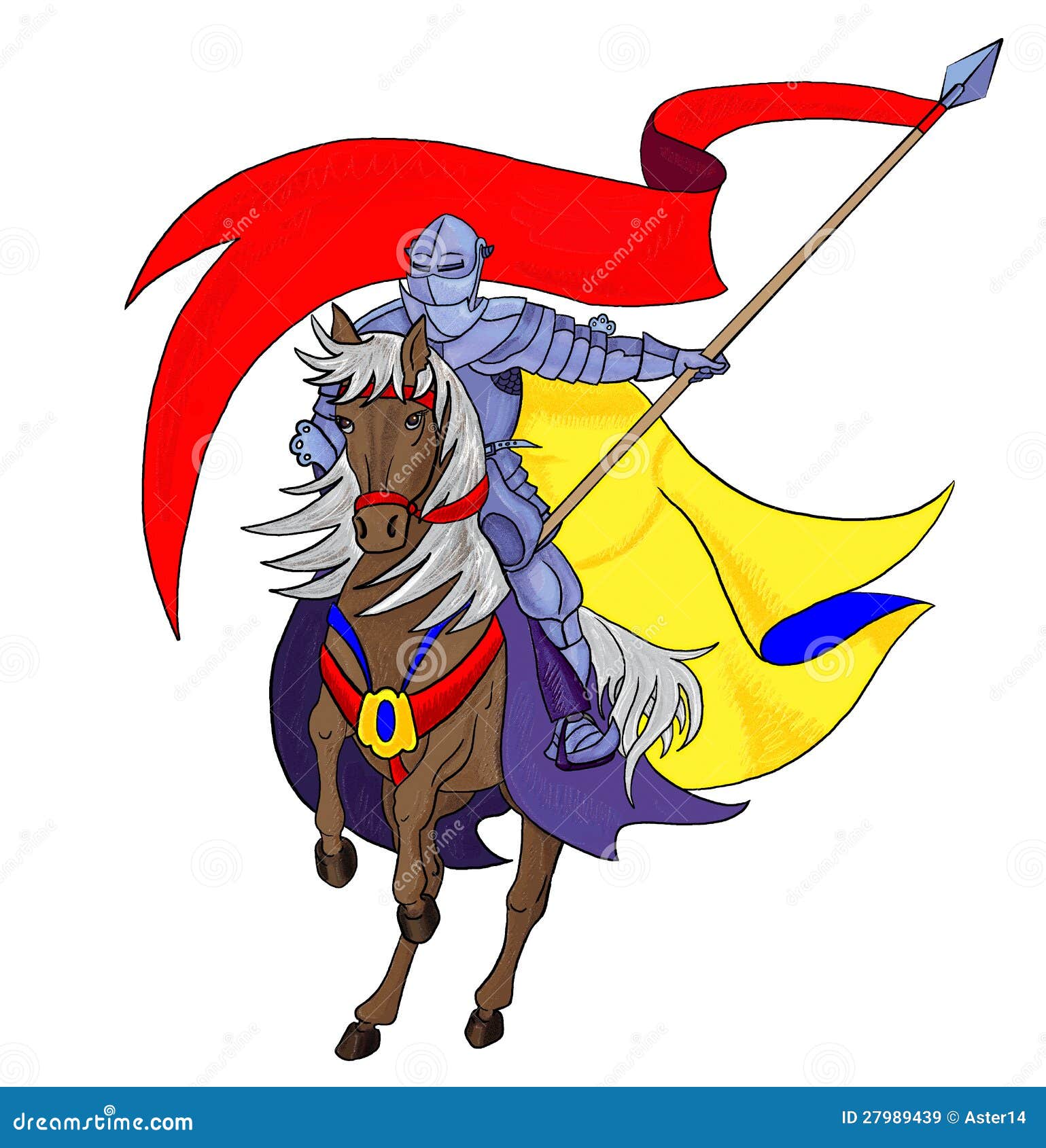 The knight with a flag stock illustration. Illustration of armor - 27989439