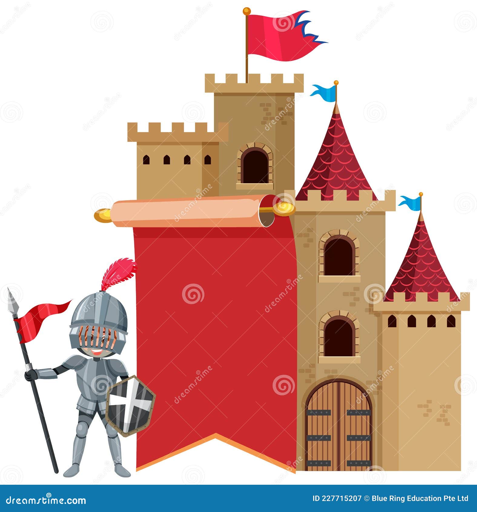 Knight in front of castle stock vector. Illustration of historical ...