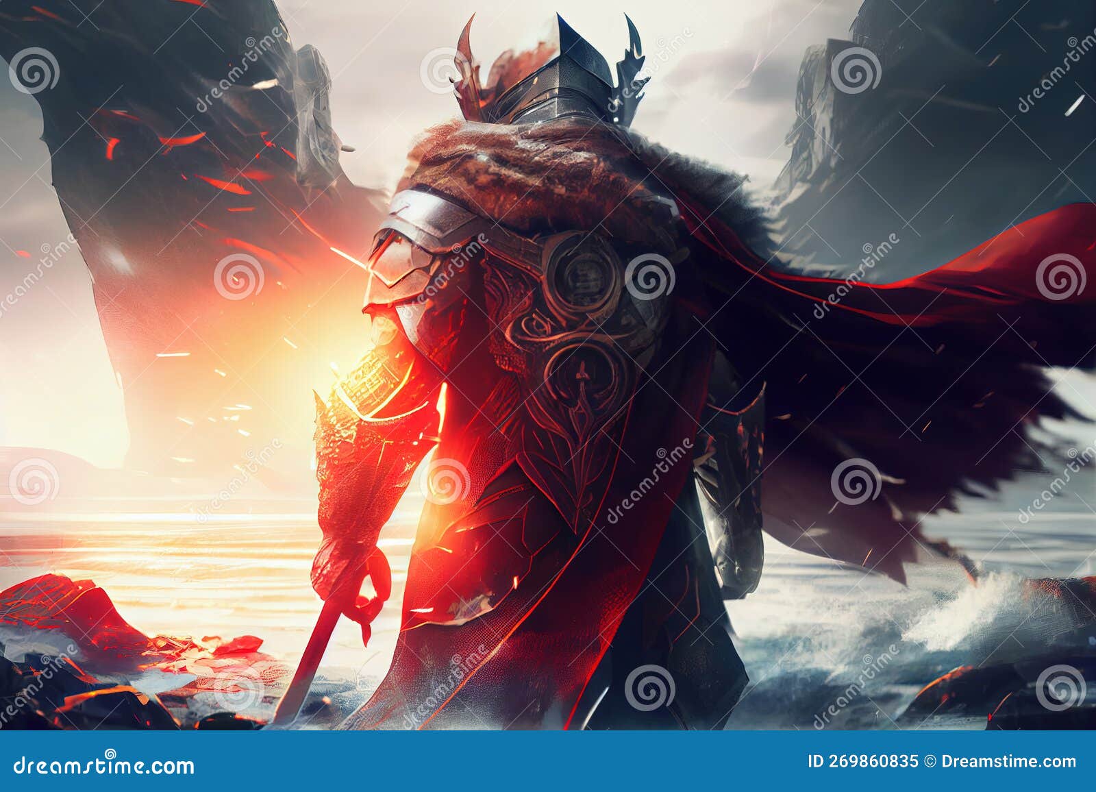Knight in front of castle stock illustration. Illustration of shield ...