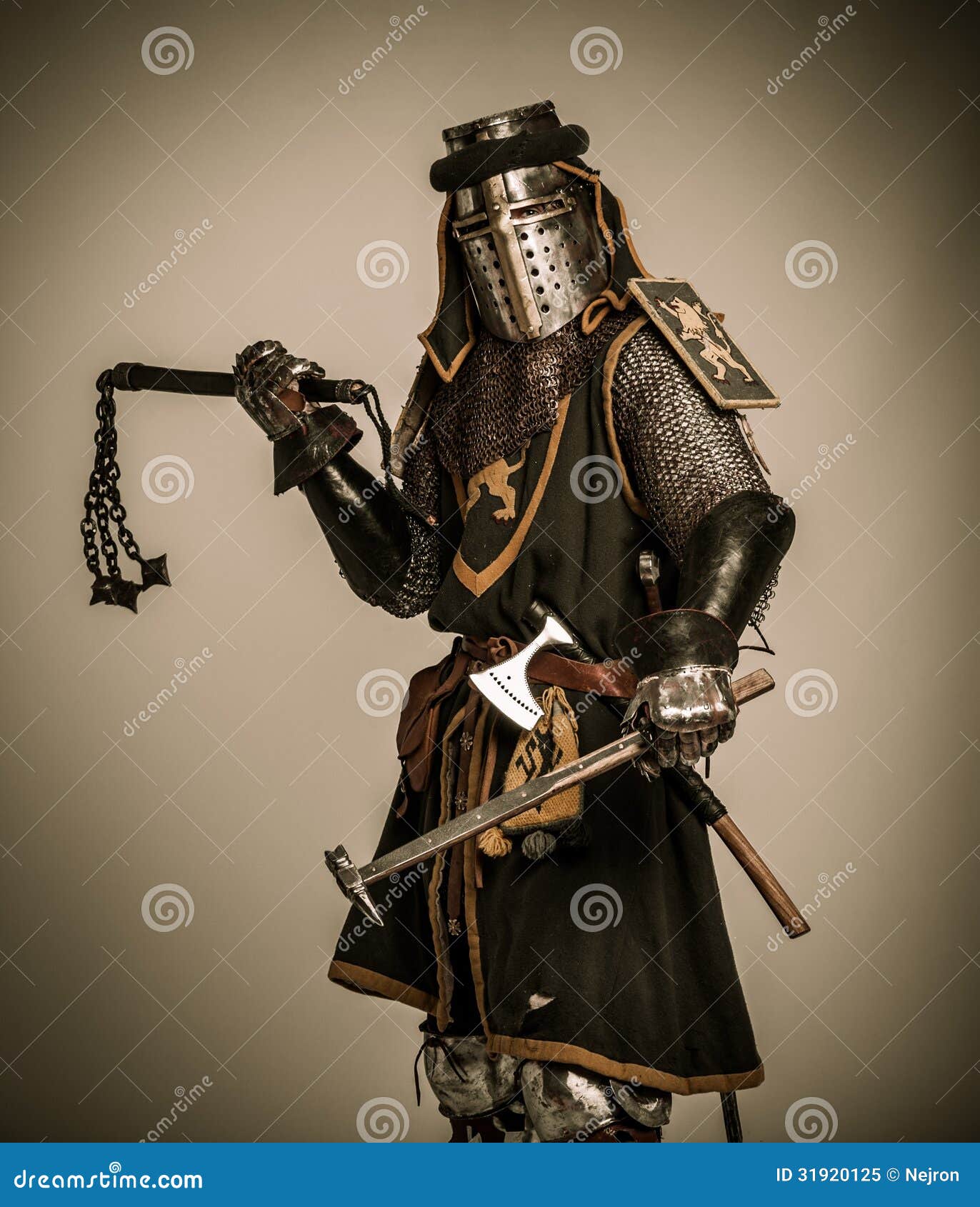 Knight in full armour stock image. Image of gray, armed - 31920125