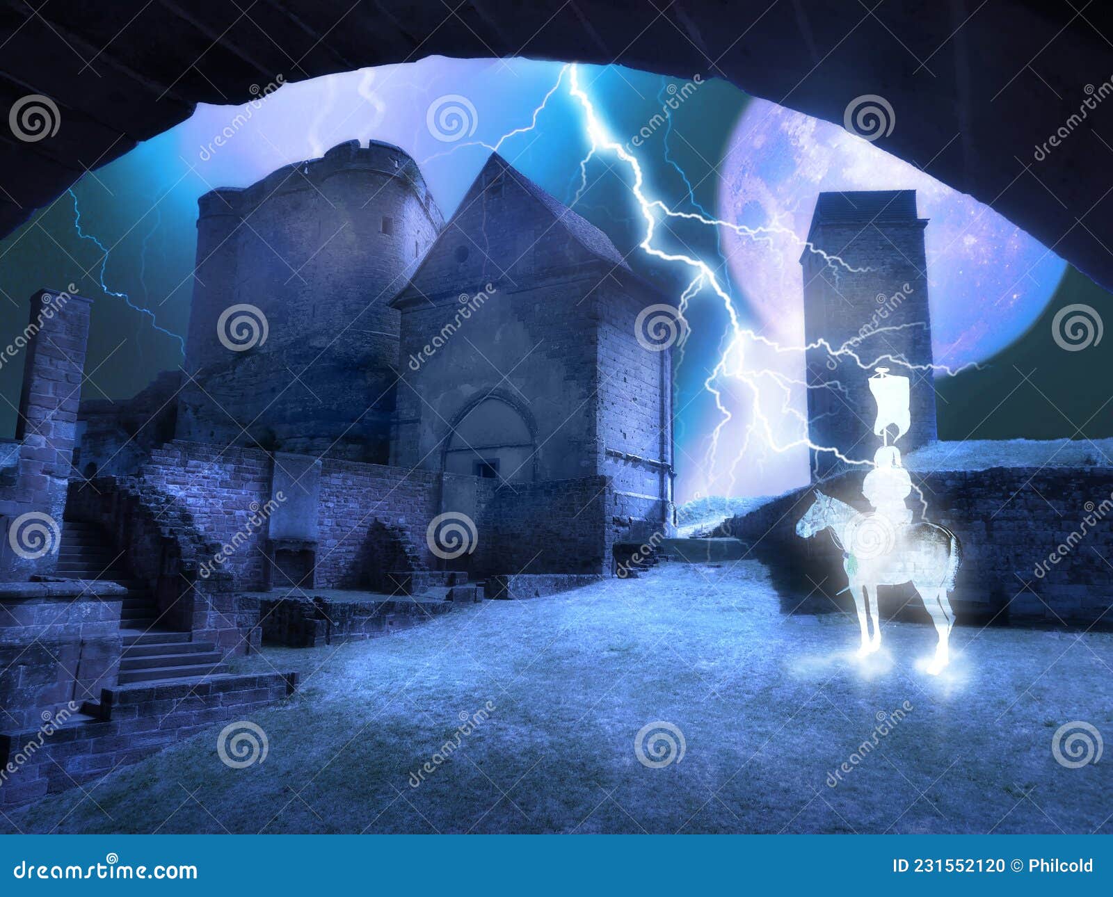 Knight Ghost Defending The Castle Stock Photo | CartoonDealer.com ...