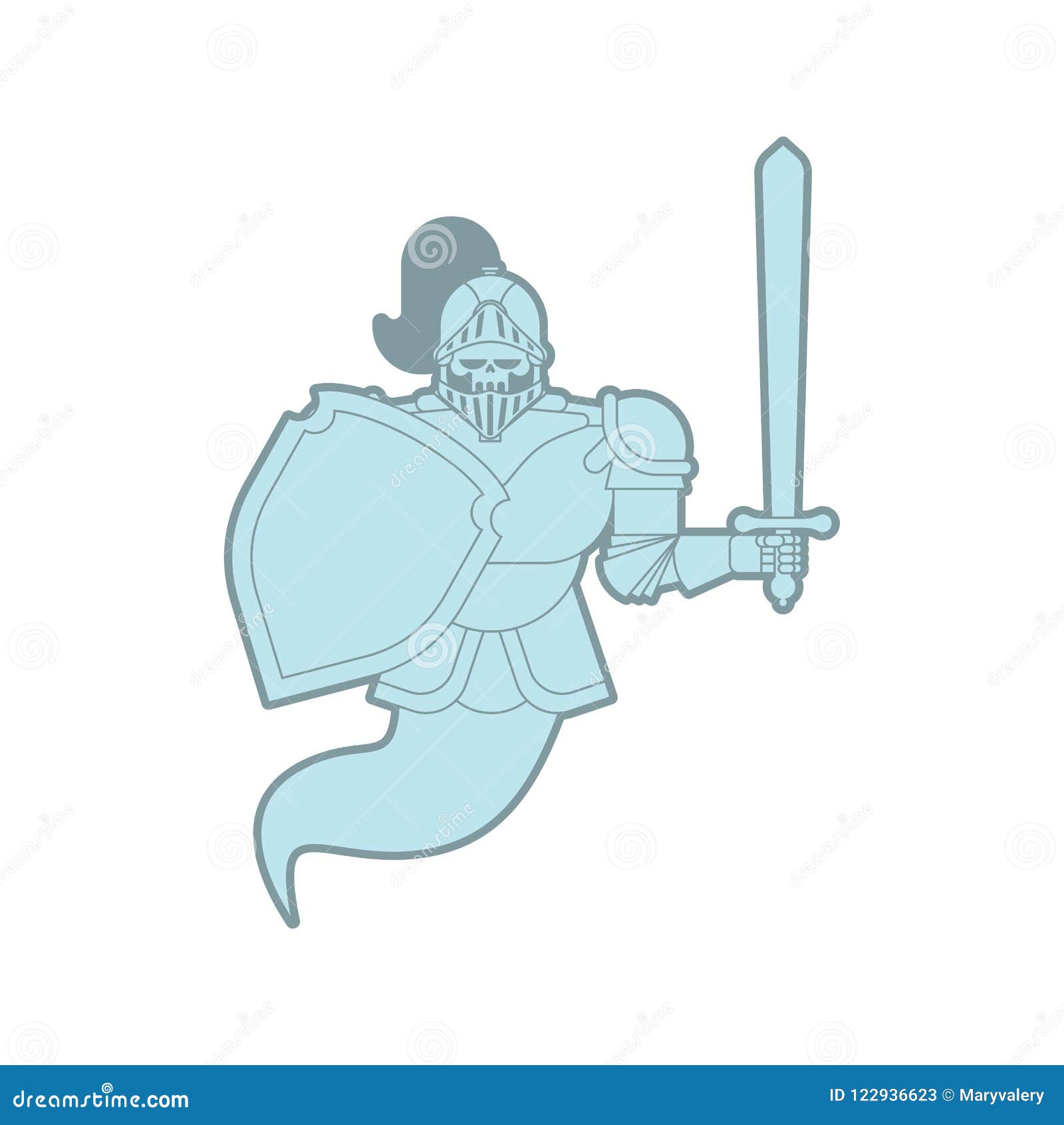 Knight Ghost Isolated. Metal Armor Warrior. Iron Armor Stock Vector ...