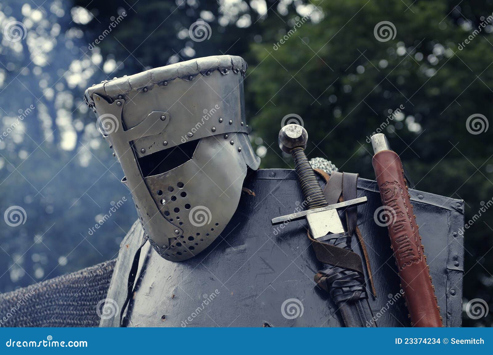 Knight helmet with sword stock photo. Image of military - 23374234