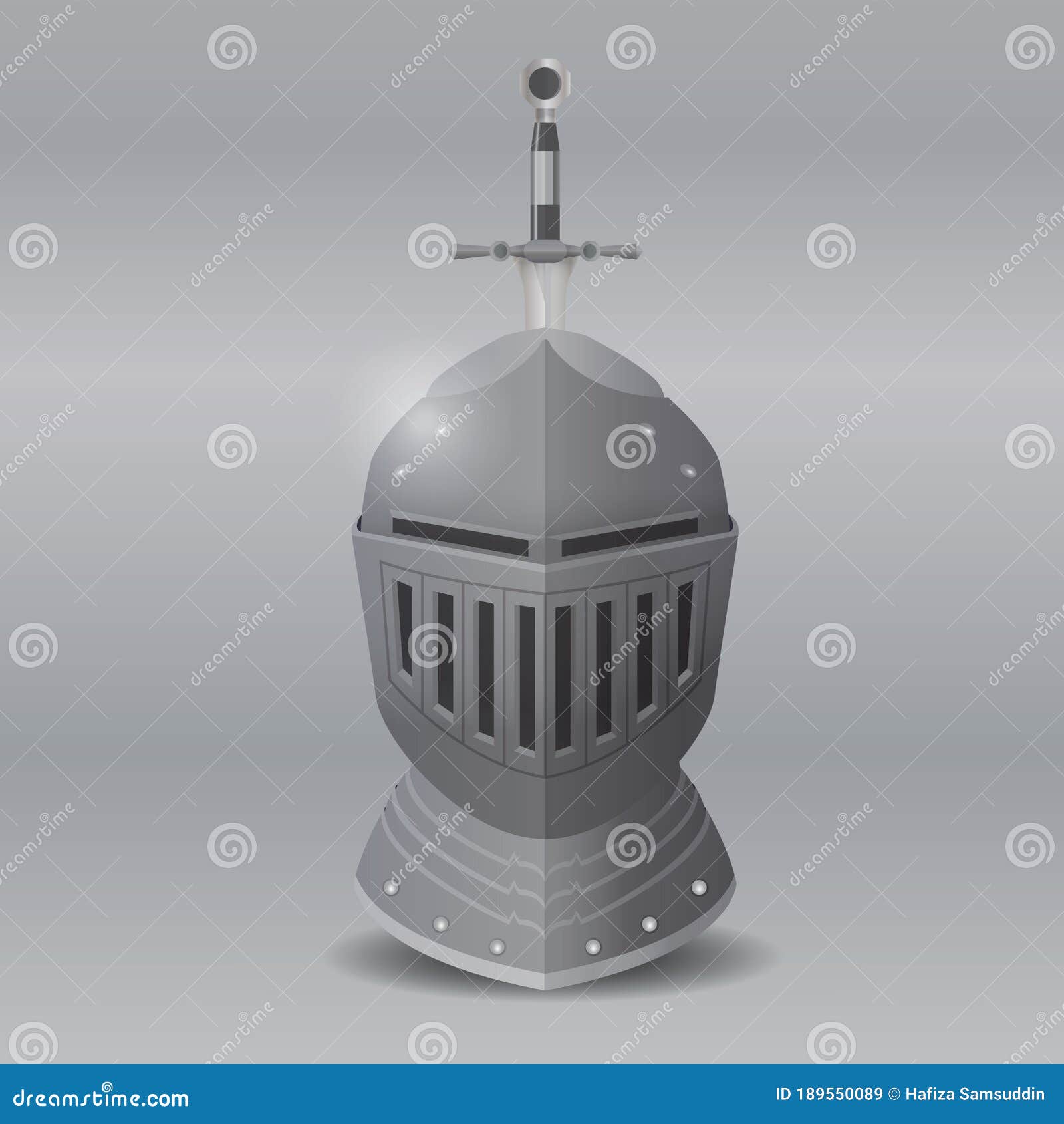 Knight Helmet with Sword. Vector Illustration Decorative Design Stock ...