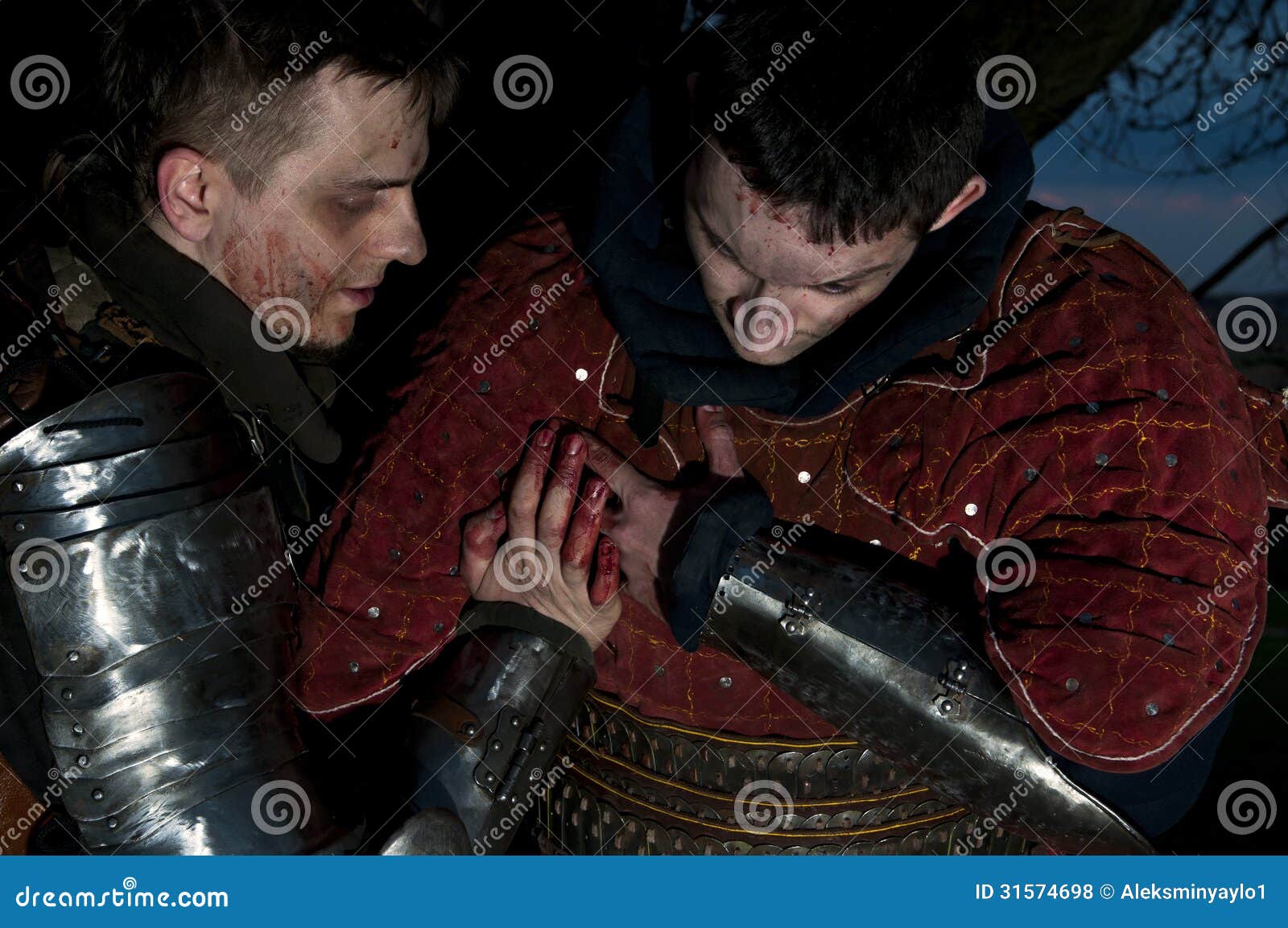 Knight Help Another Wounded Knight Stock Photo - Image of metallic ...