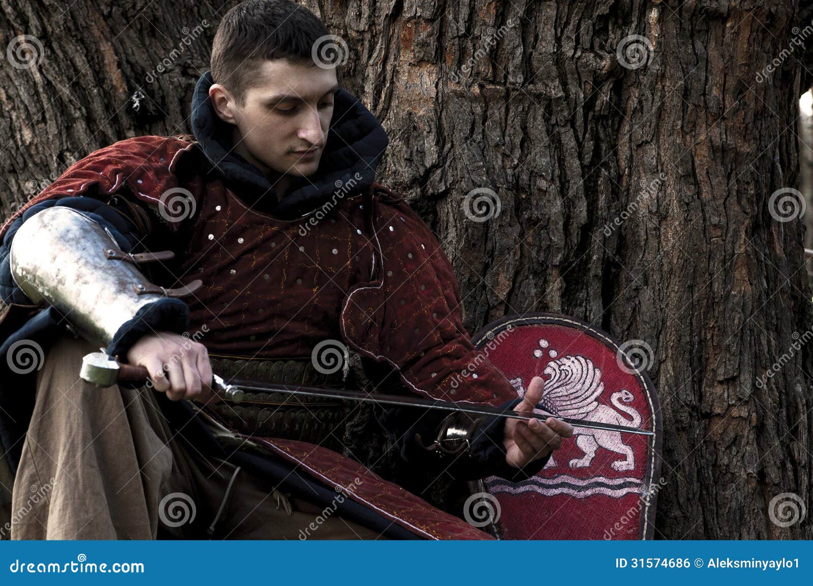 Knight holding his sword stock photo. Image of conflict - 31574686