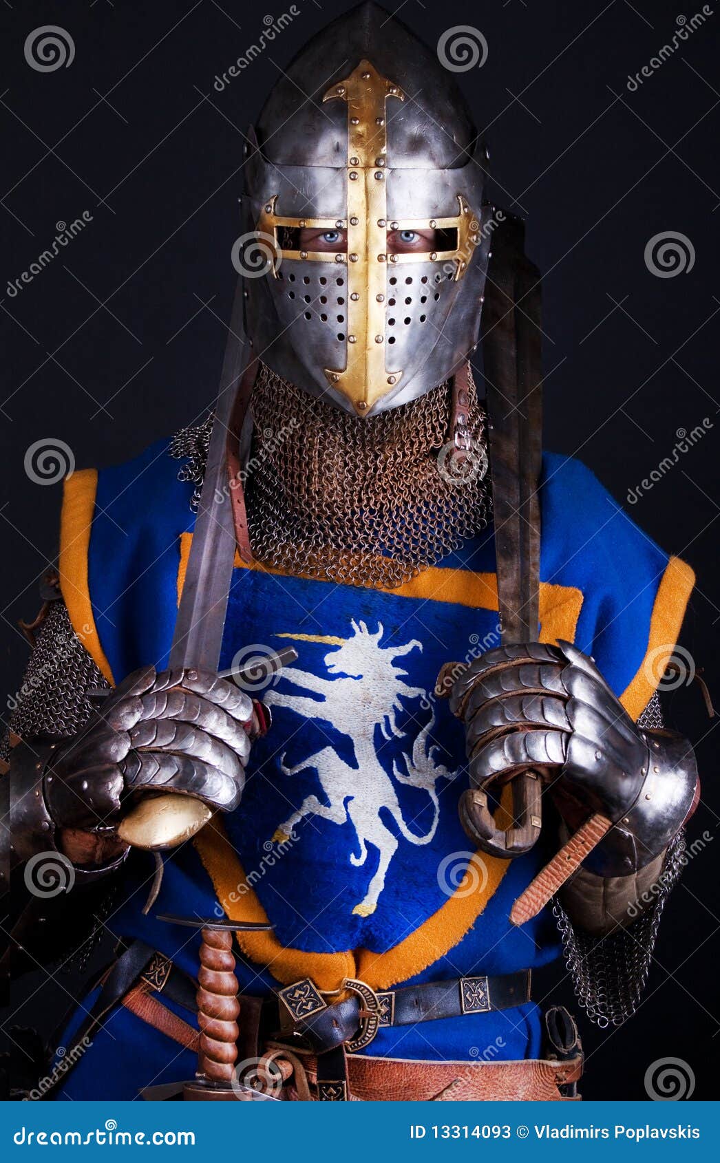 Knight is Holding Two Swords Stock Image - Image of armor, jaded: 13314093