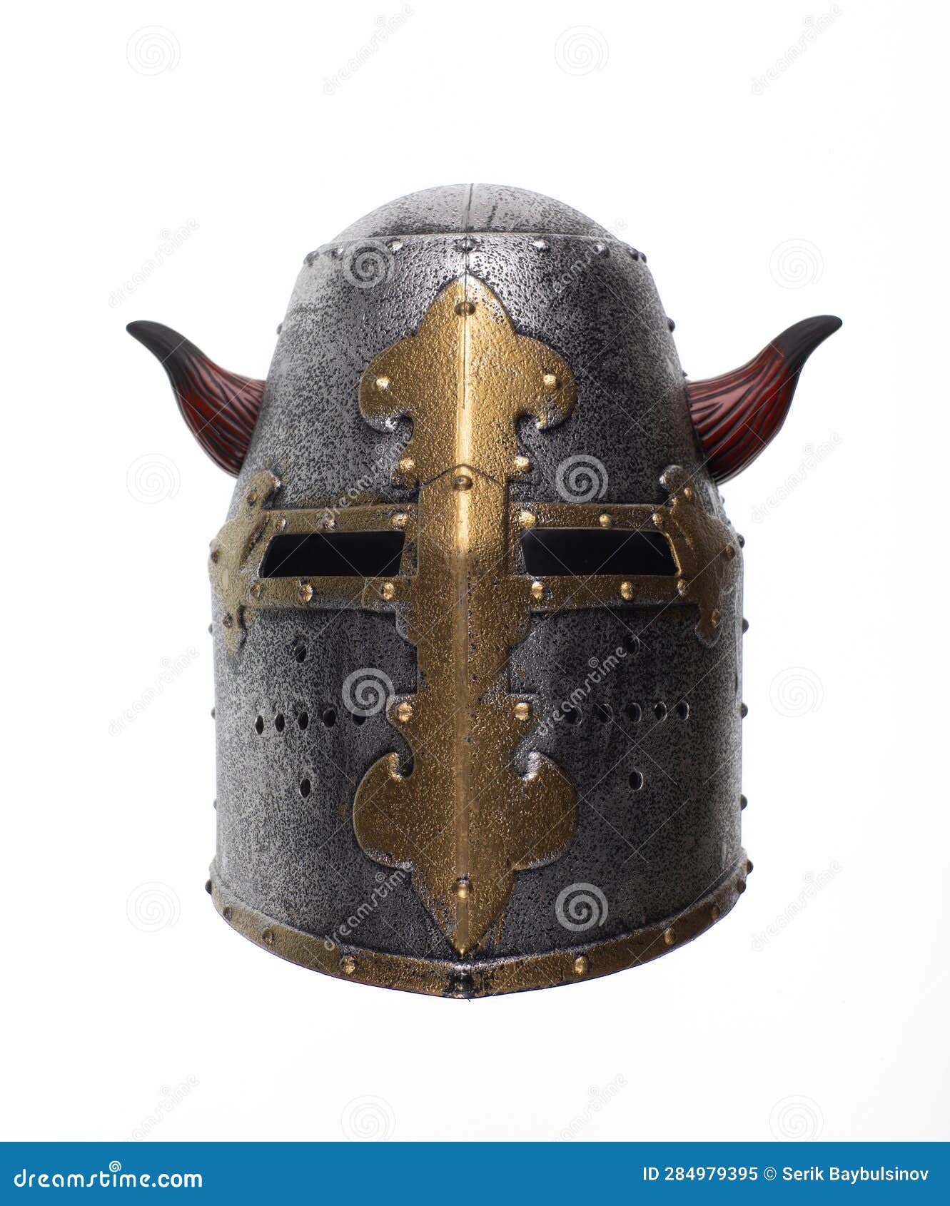 Knight Horns Helmet Isolated on White Stock Image - Image of steel ...