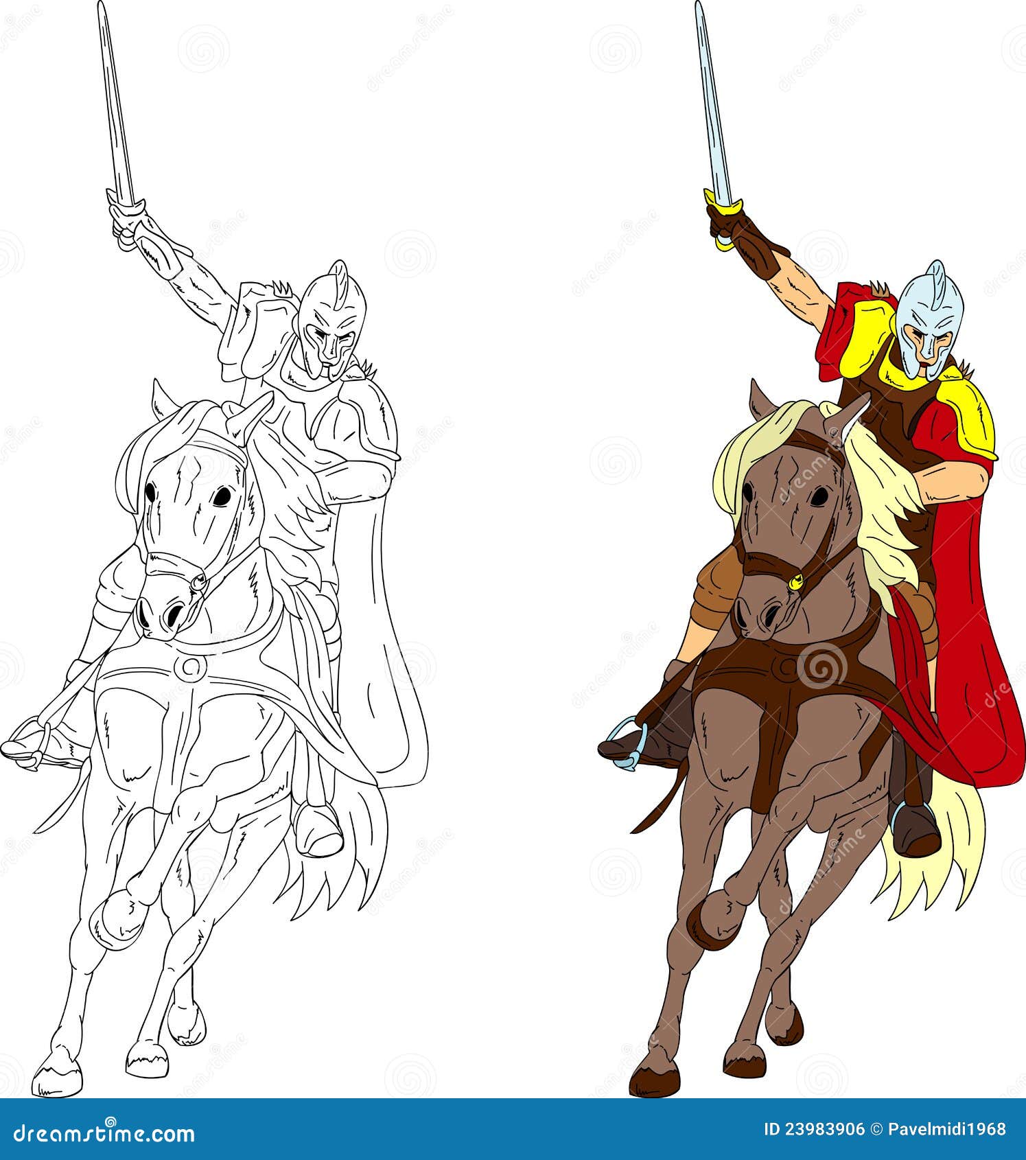 Knight On Horse Drawing