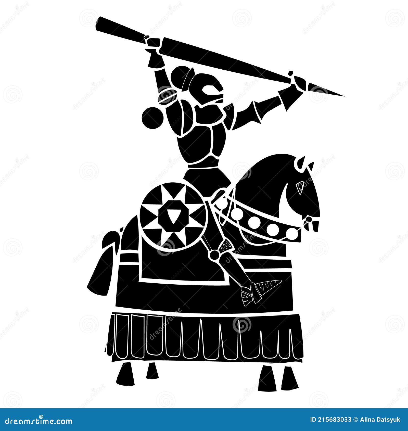 Black Knight. Horse Knight Illustration in Silhouette Stock ...