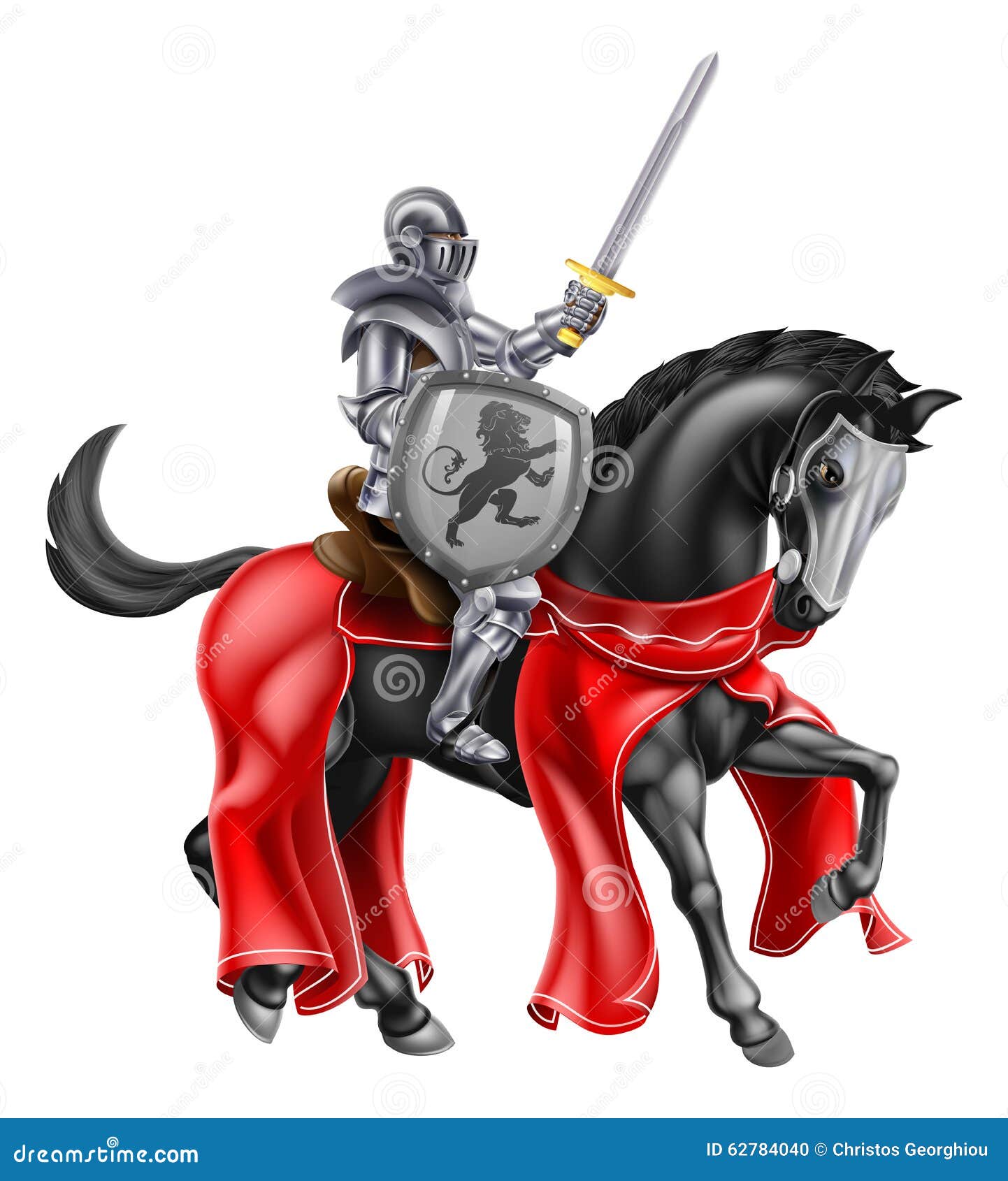 Knight On Horse Vector Illustration | CartoonDealer.com #62784040