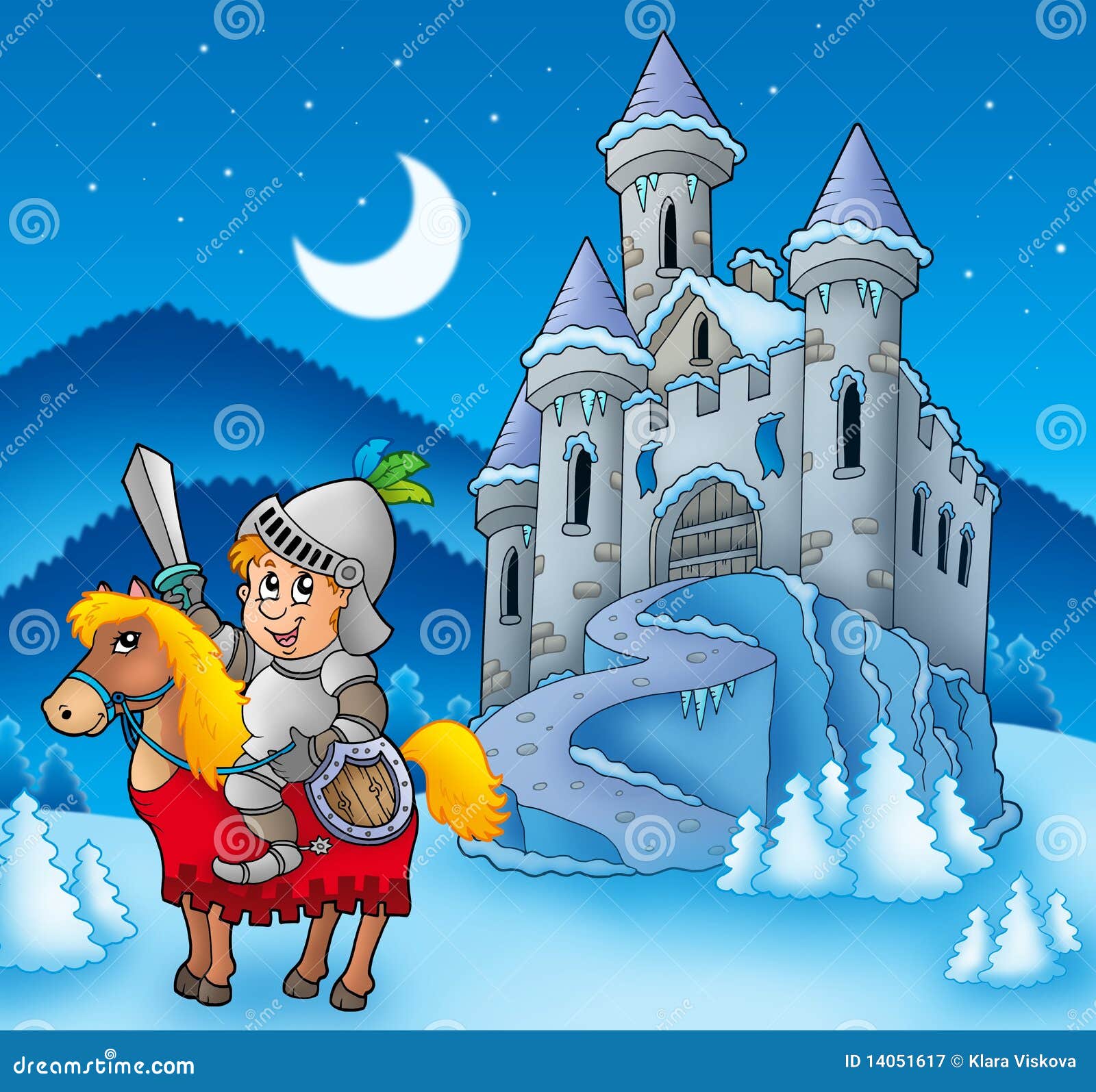 Winter Castle For Princess Cartoon | CartoonDealer.com #200382361