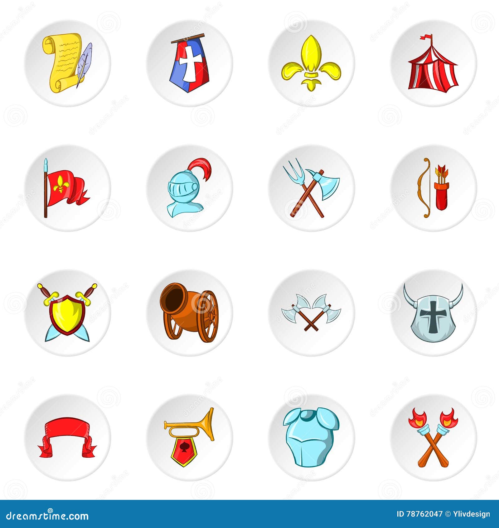 Knight Icons, Cartoon Style Stock Vector - Illustration of antique ...
