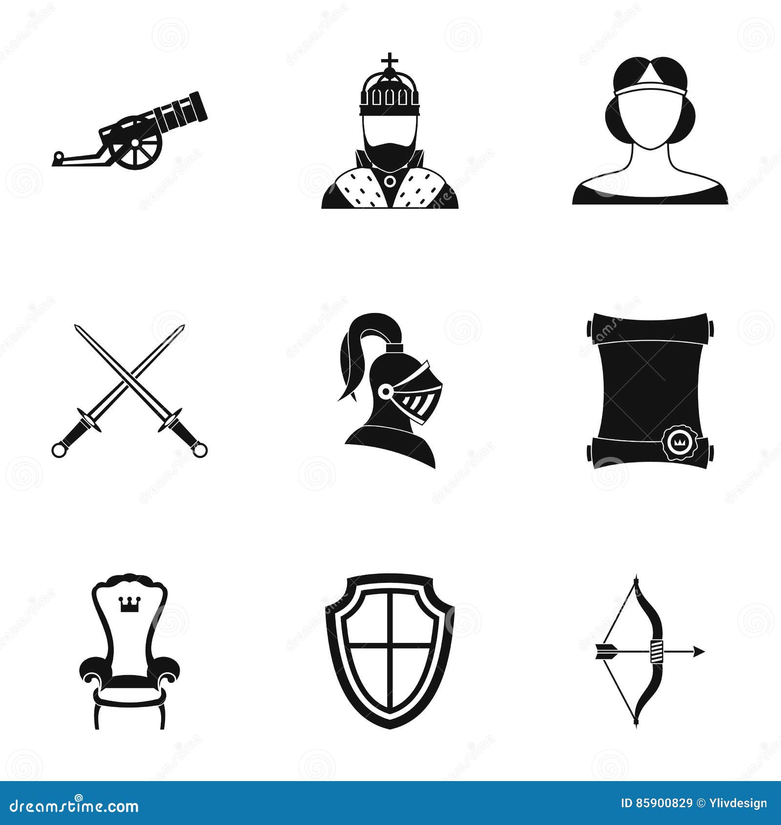 Knight Icons Set, Simple Style Stock Vector - Illustration of safety ...