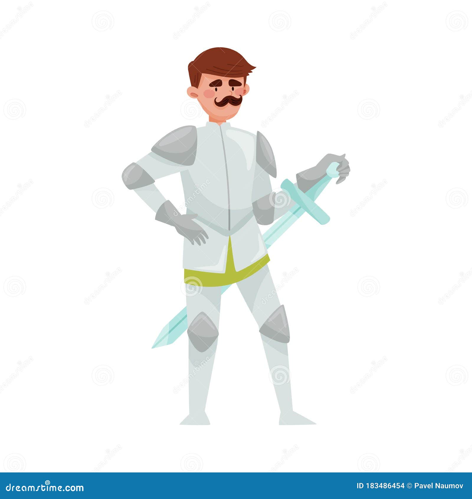 Knight in Iron Armour Suit and Sharp Sword Vector Illustration Stock ...