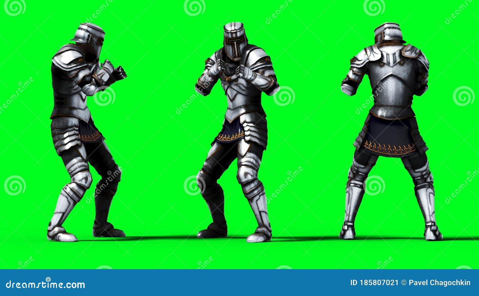 Knight Isolate on Green Screen. Realistic 3d Rendering. Stock ...