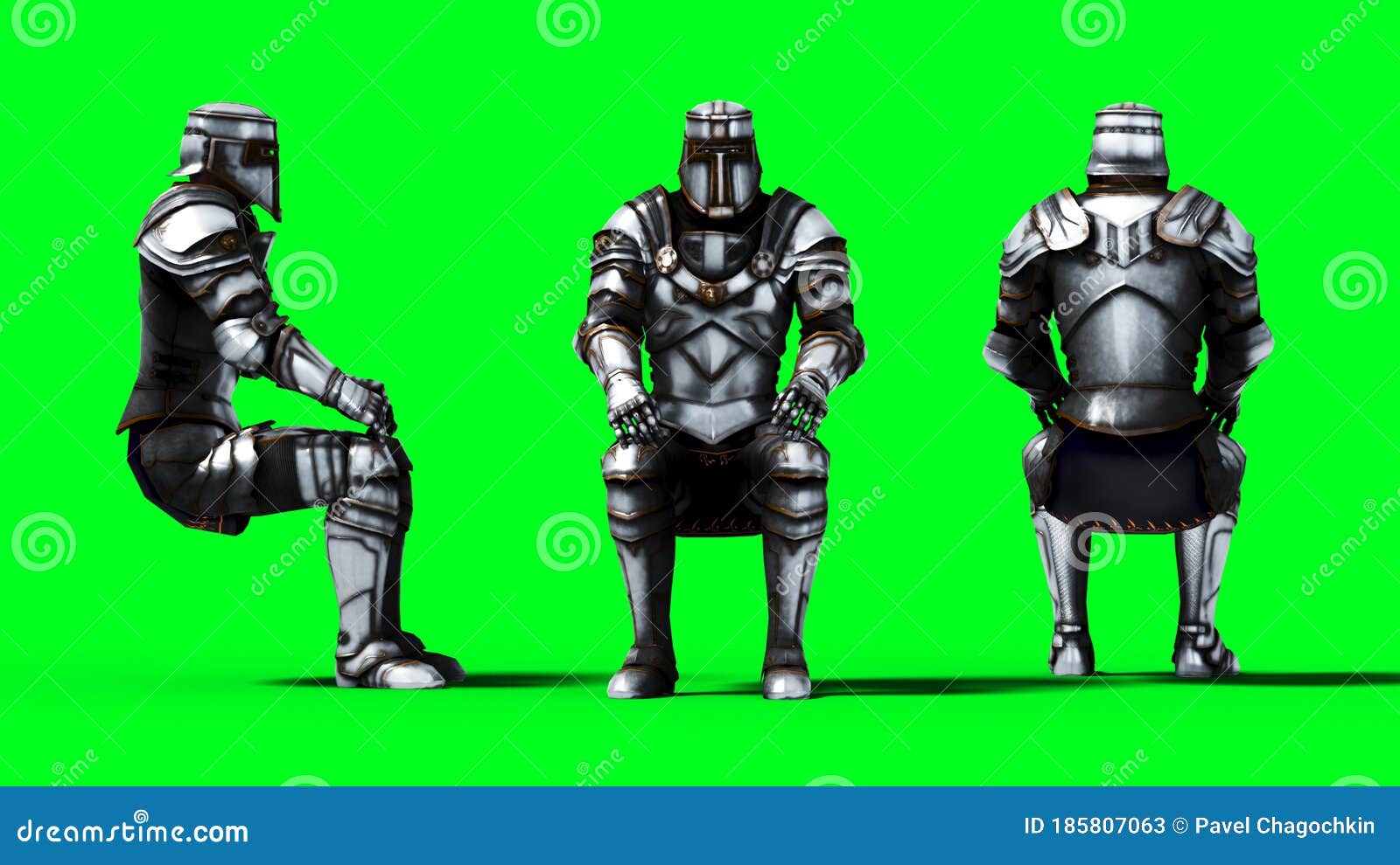 Knight Isolate on Green Screen. Realistic 3d Rendering. Stock ...