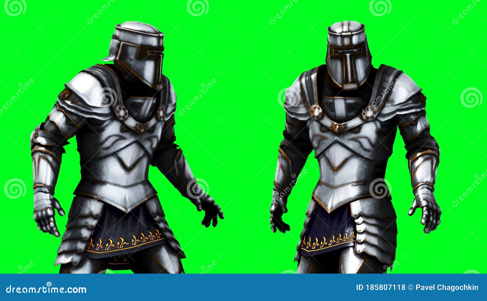 Knight Isolate on Green Screen. Realistic 3d Rendering. Stock ...