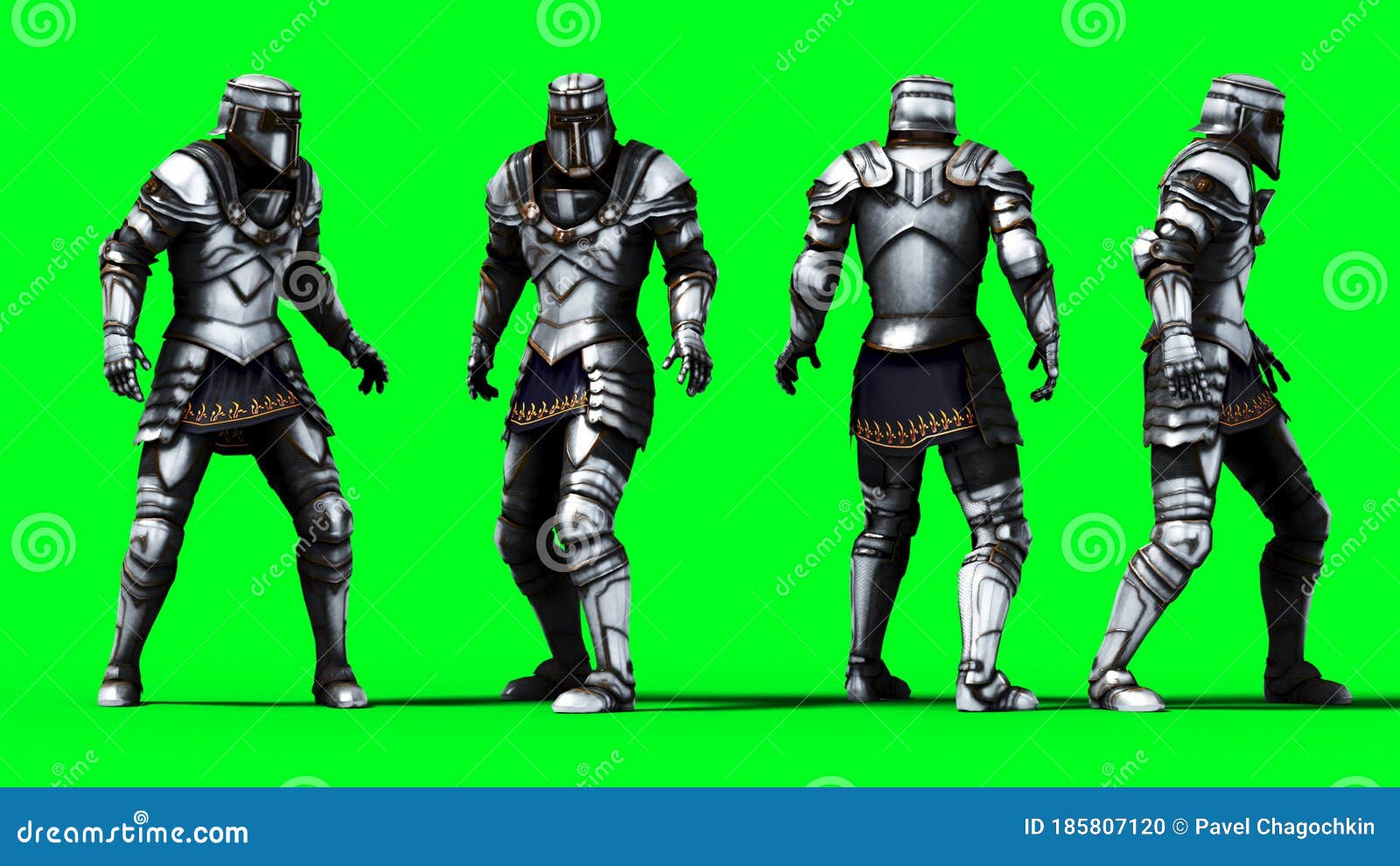 Knight Isolate on Green Screen. Realistic 3d Rendering. Stock ...