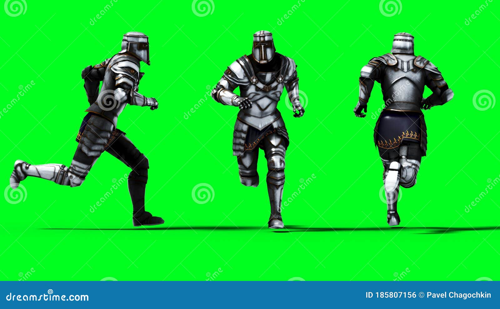 Knight Isolate on Green Screen. Realistic 3d Rendering. Stock ...