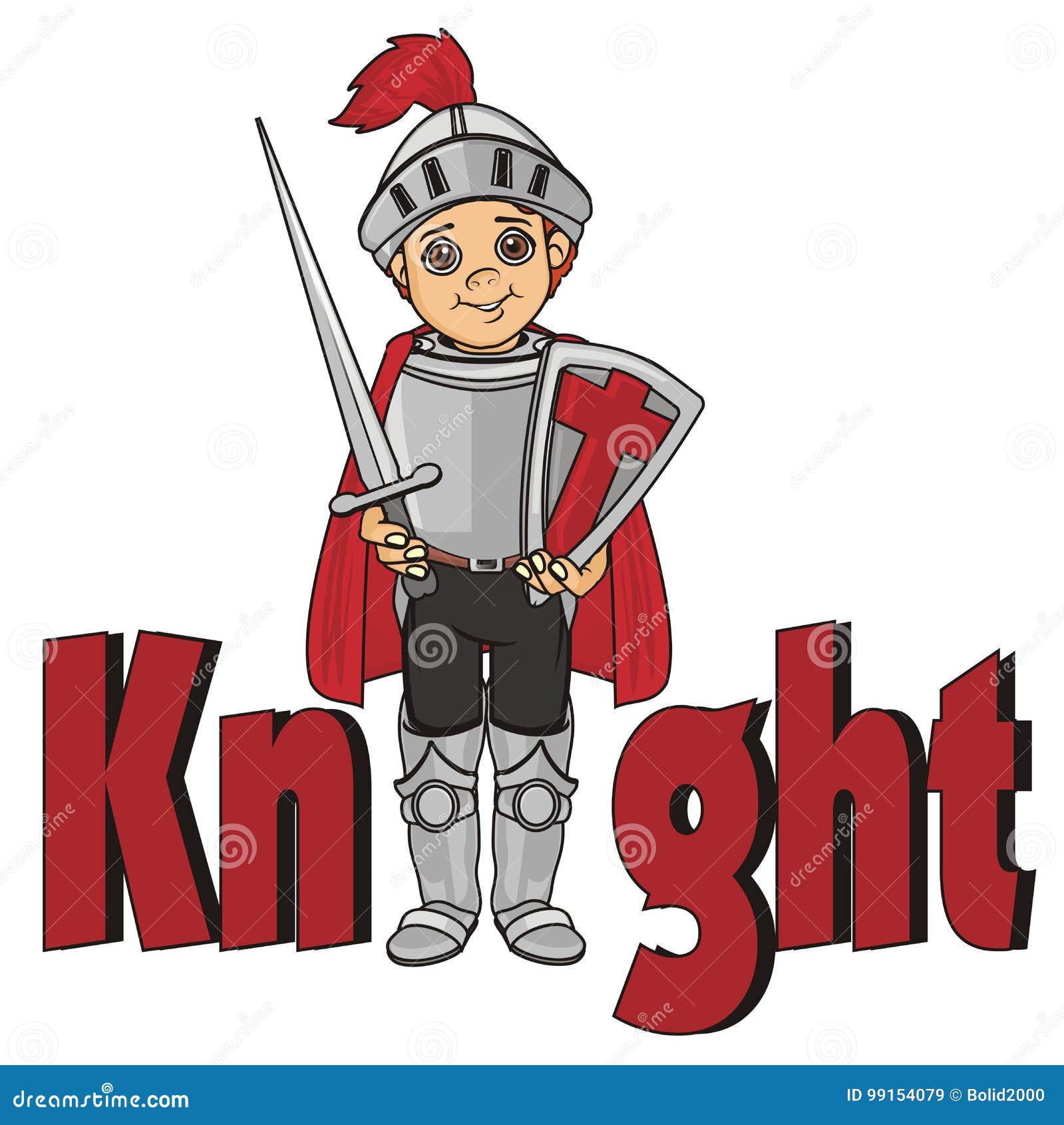 Knight and large letters stock illustration. Illustration of cloak ...