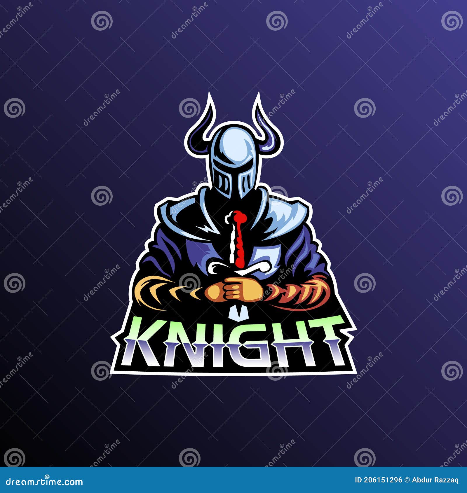 Knight Mascot Logo E-sport Gaming Vector Knight Logo Design Knight Icon ...