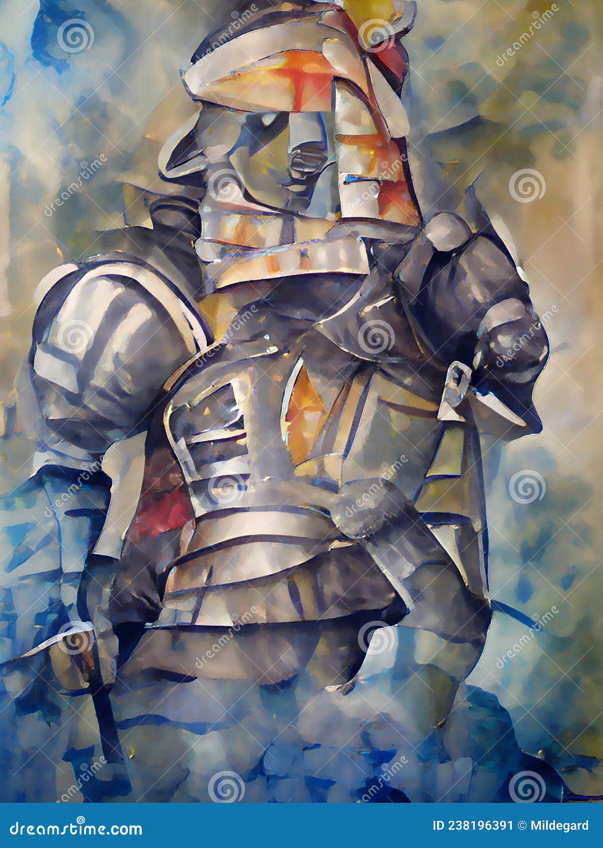 Knight in Medieval Armor - Abstract Digital Art Stock Illustration ...