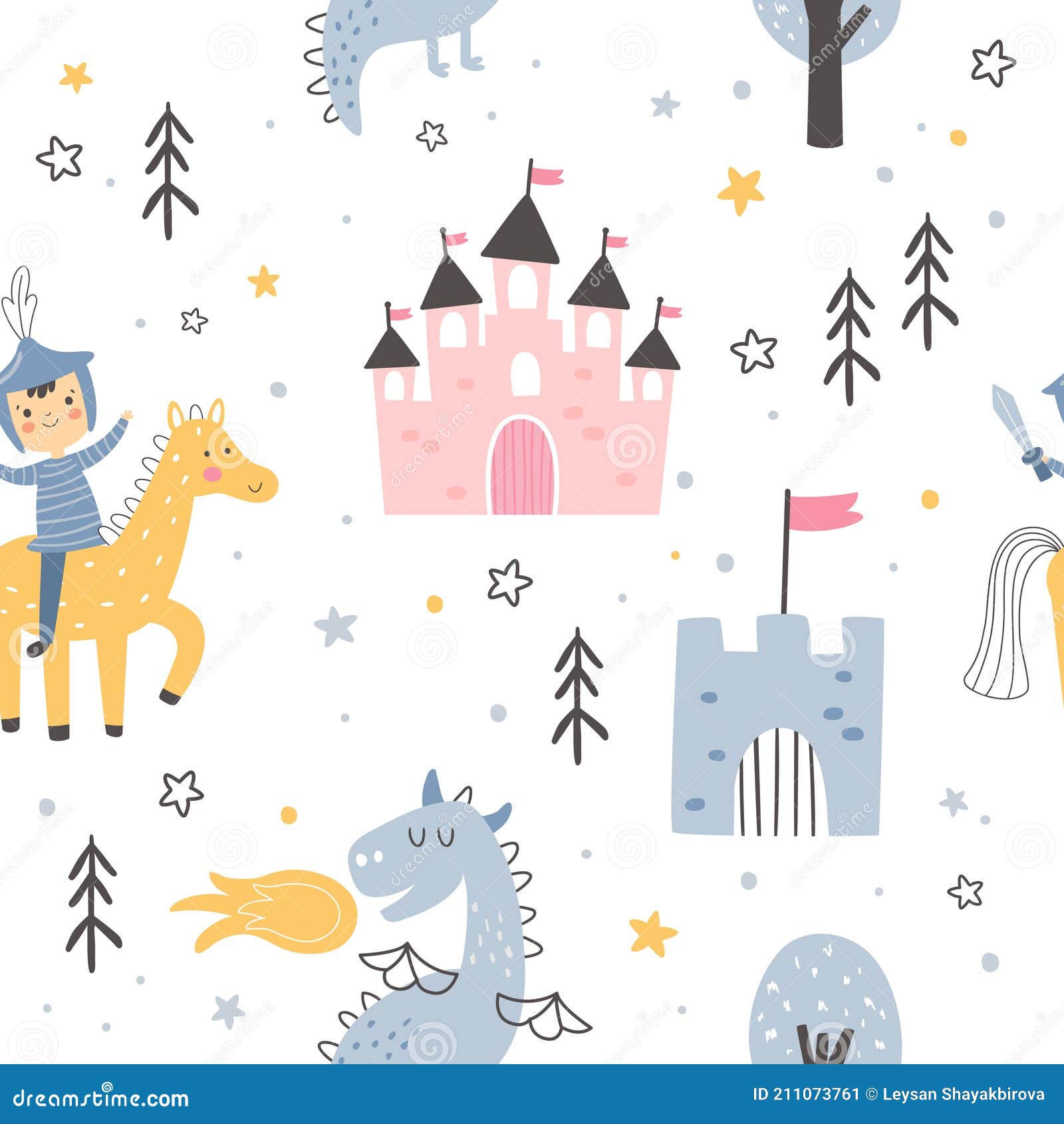 Knight Pattern on White Background for Children Stock Vector ...